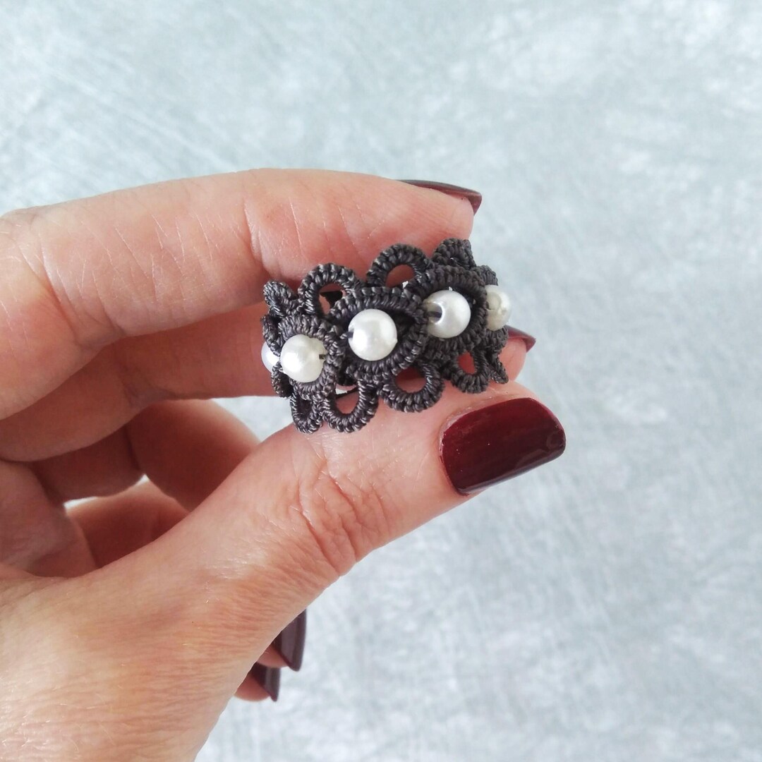 Braided Rings Ring Tatting Pattern. Tatted Lace Jewelry With Beads ...