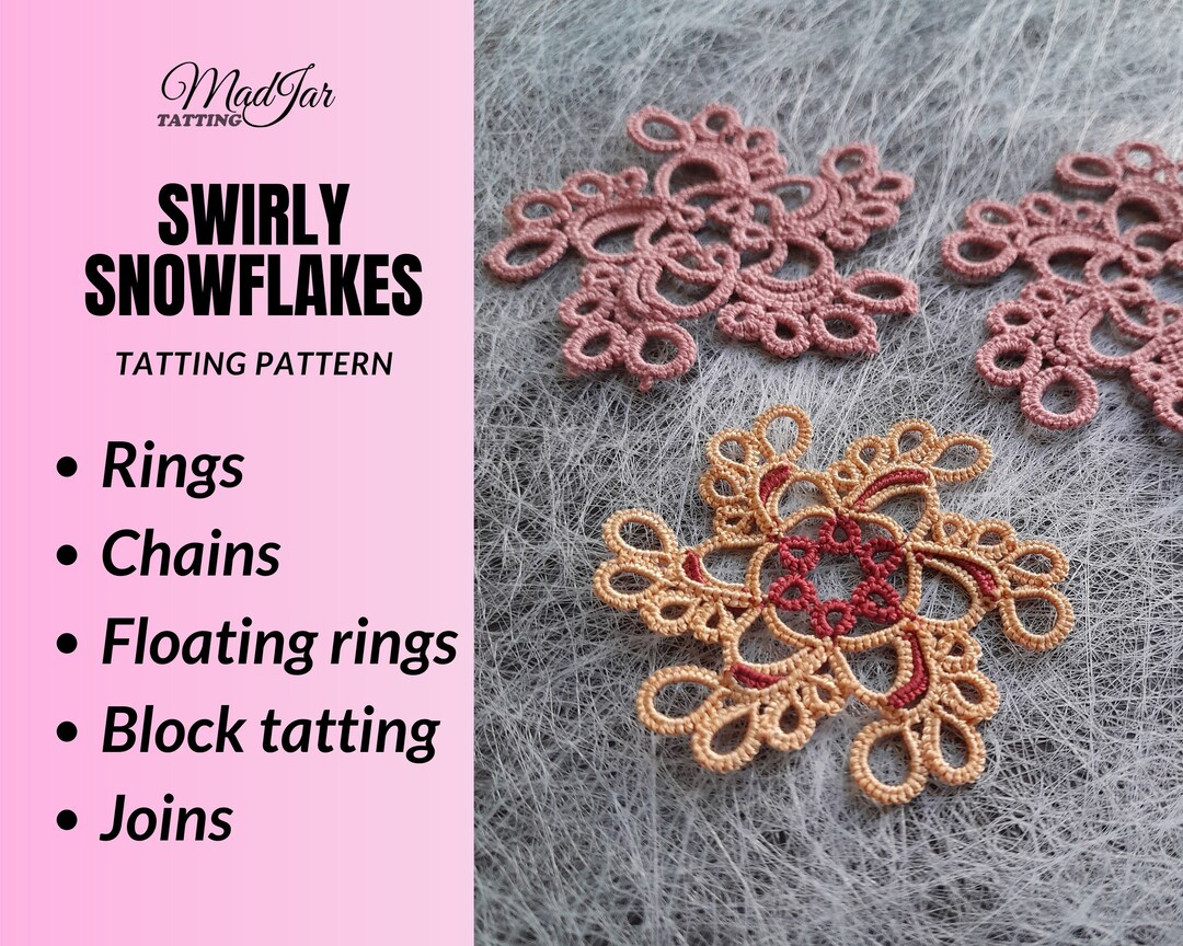 Swirly Snowflake Tatting Pattern PDF. Tutorial for Shuttle or Needle ...