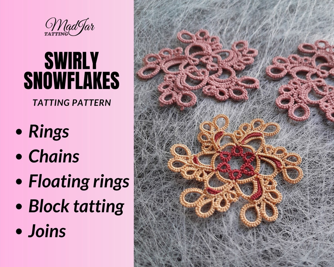 Swirly Snowflake Tatting Pattern PDF. Tutorial for Shuttle or - Etsy