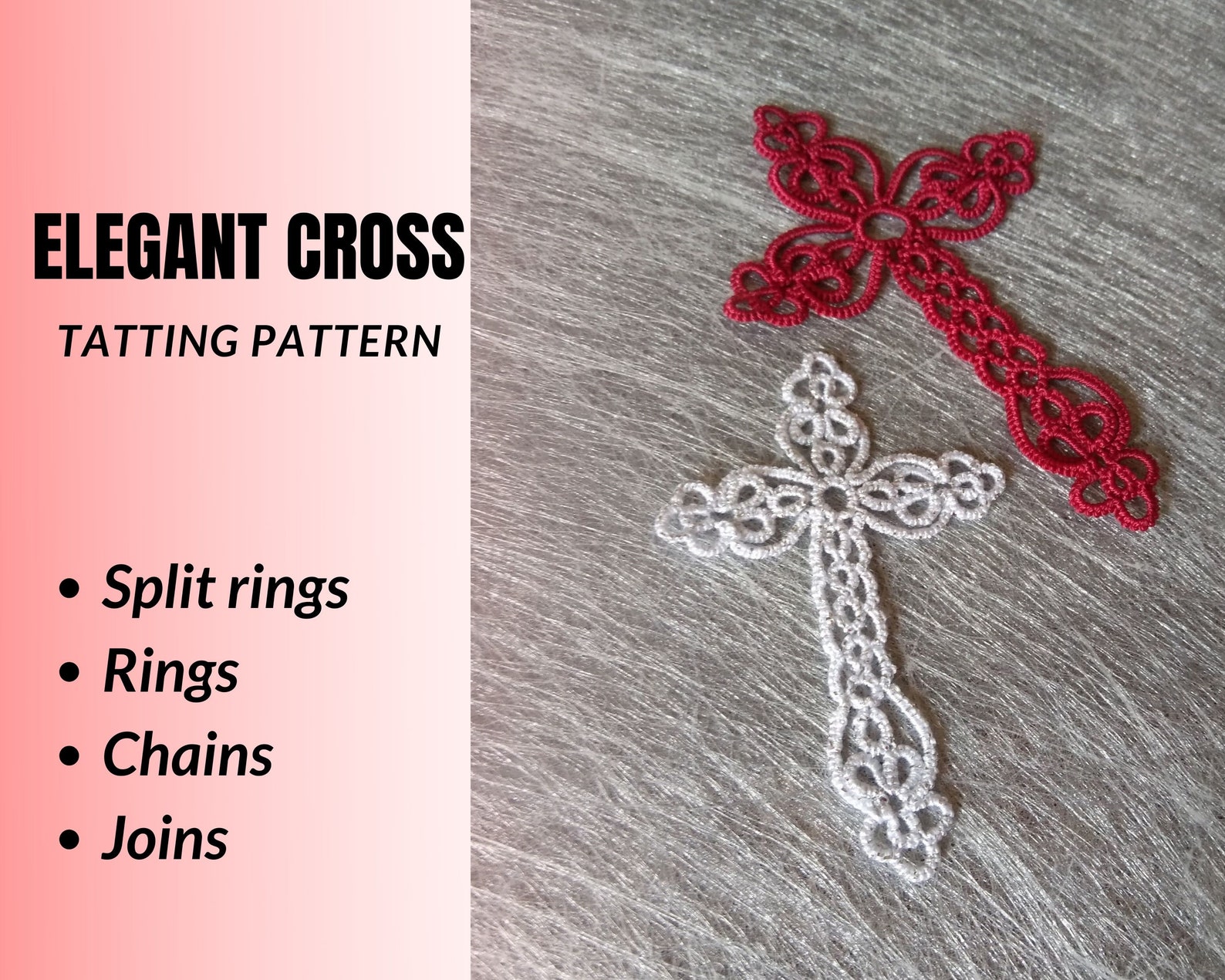 Shuttle Tatting Pattern For Elegant Cross Motif Written Guide Etsy