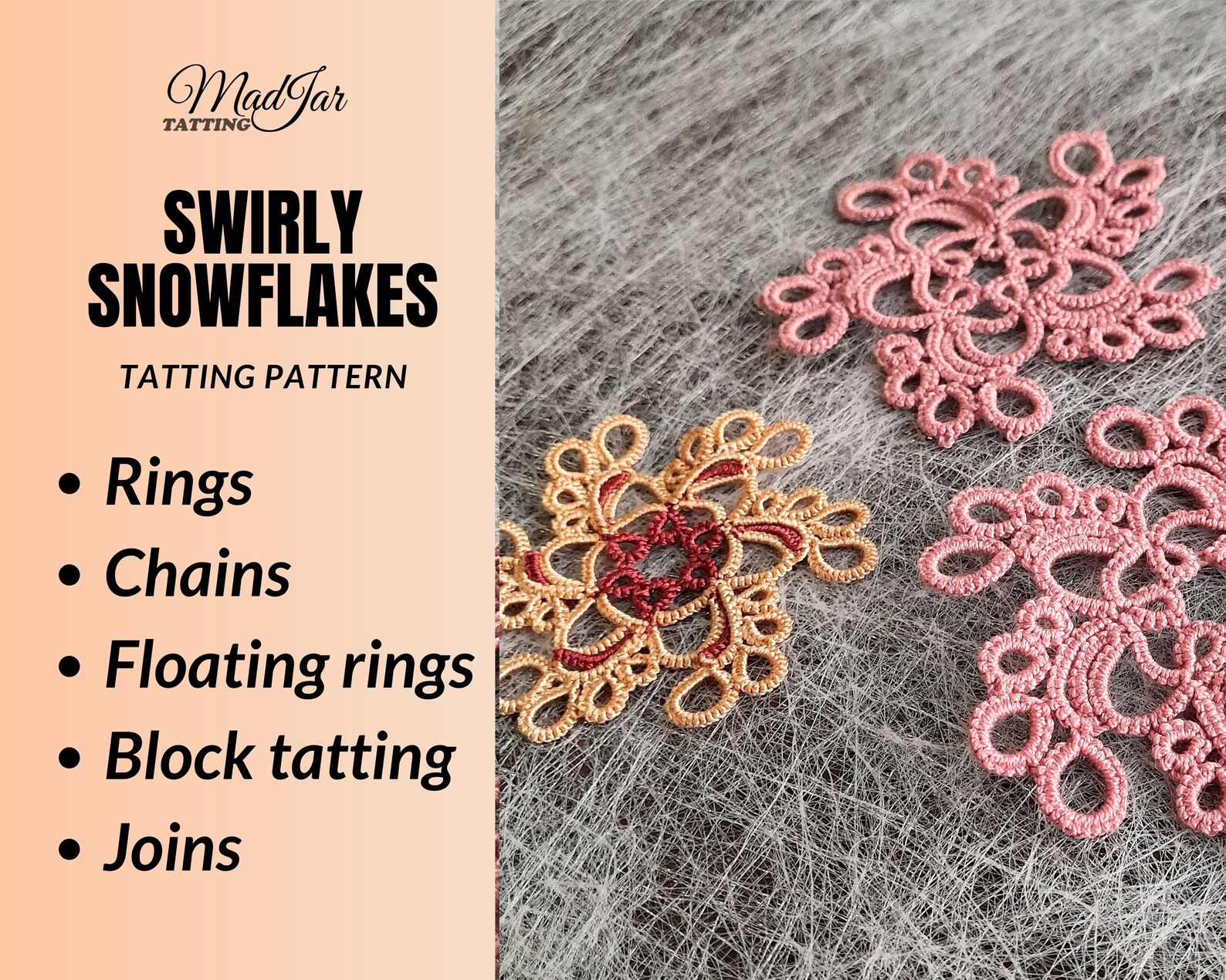 Swirly Snowflake Tatting Pattern PDF. Tutorial for Shuttle or - Etsy