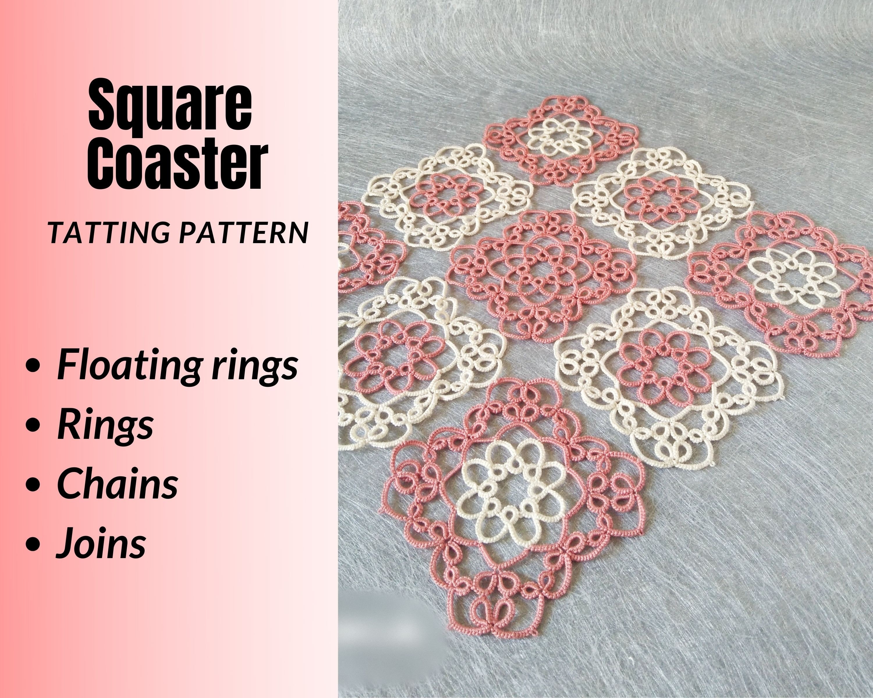 Square Coaster Tatting Pattern for Shuttle and Needle Tatters - Etsy