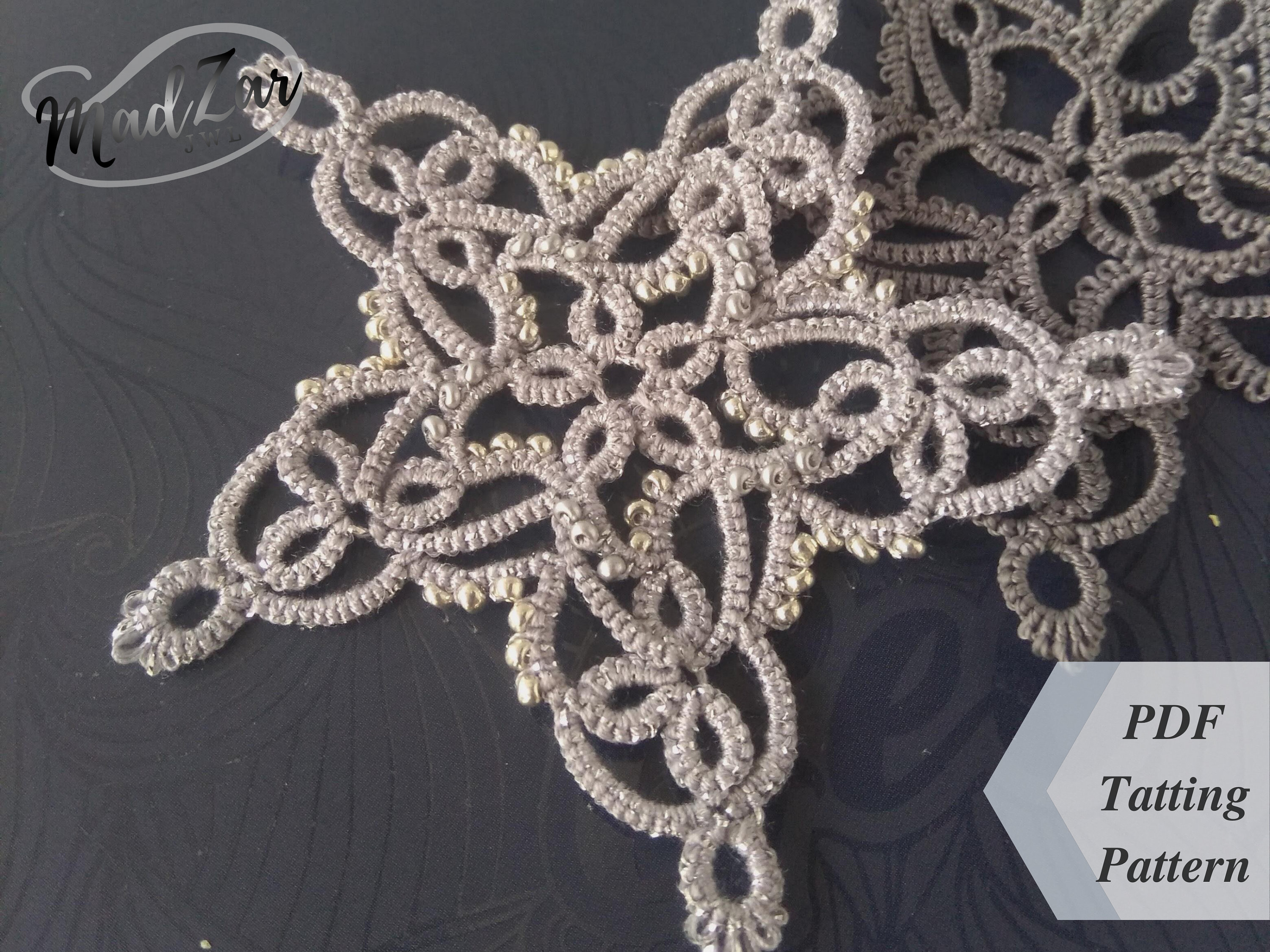 Tatting Pattern for Five Point Twinkle Star With Beads. Tutorial With ...