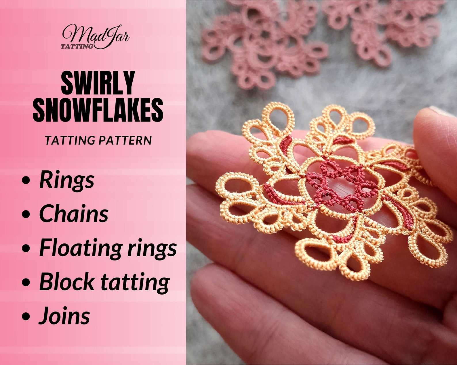 Swirly Snowflake Tatting Pattern PDF. Tutorial for Shuttle or - Etsy