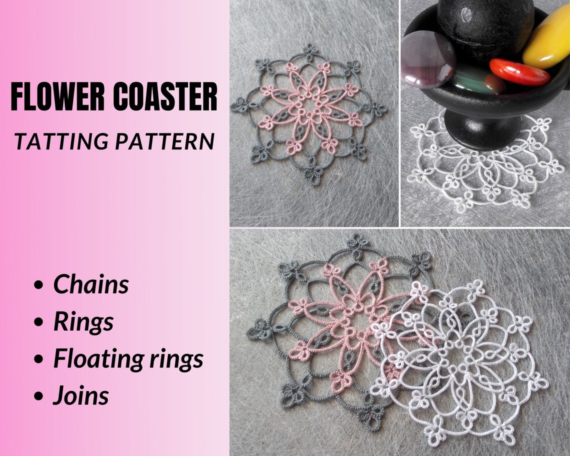 Flower Coaster Tatting Pattern. Small Doily Tutorial for Shuttle or ...