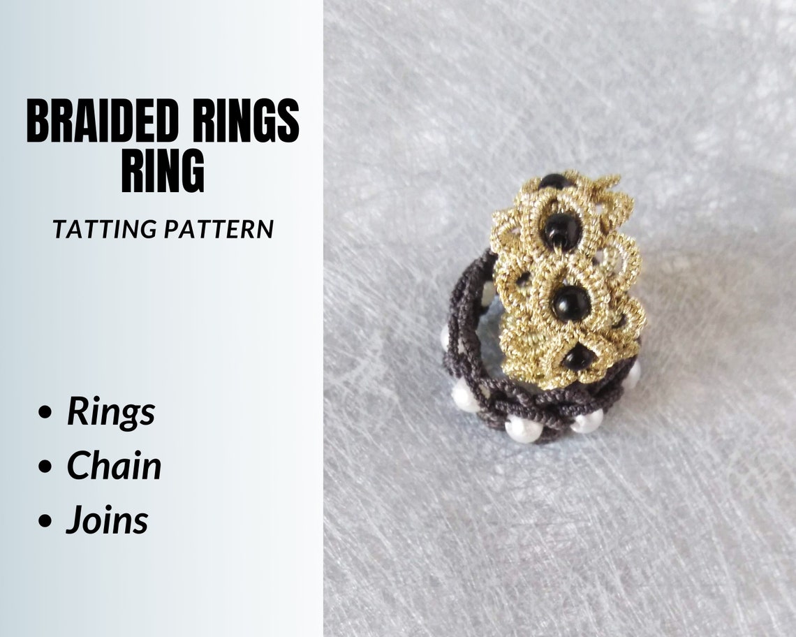 Braided Rings Ring Tatting Pattern. Tatted Lace Jewelry With | Etsy