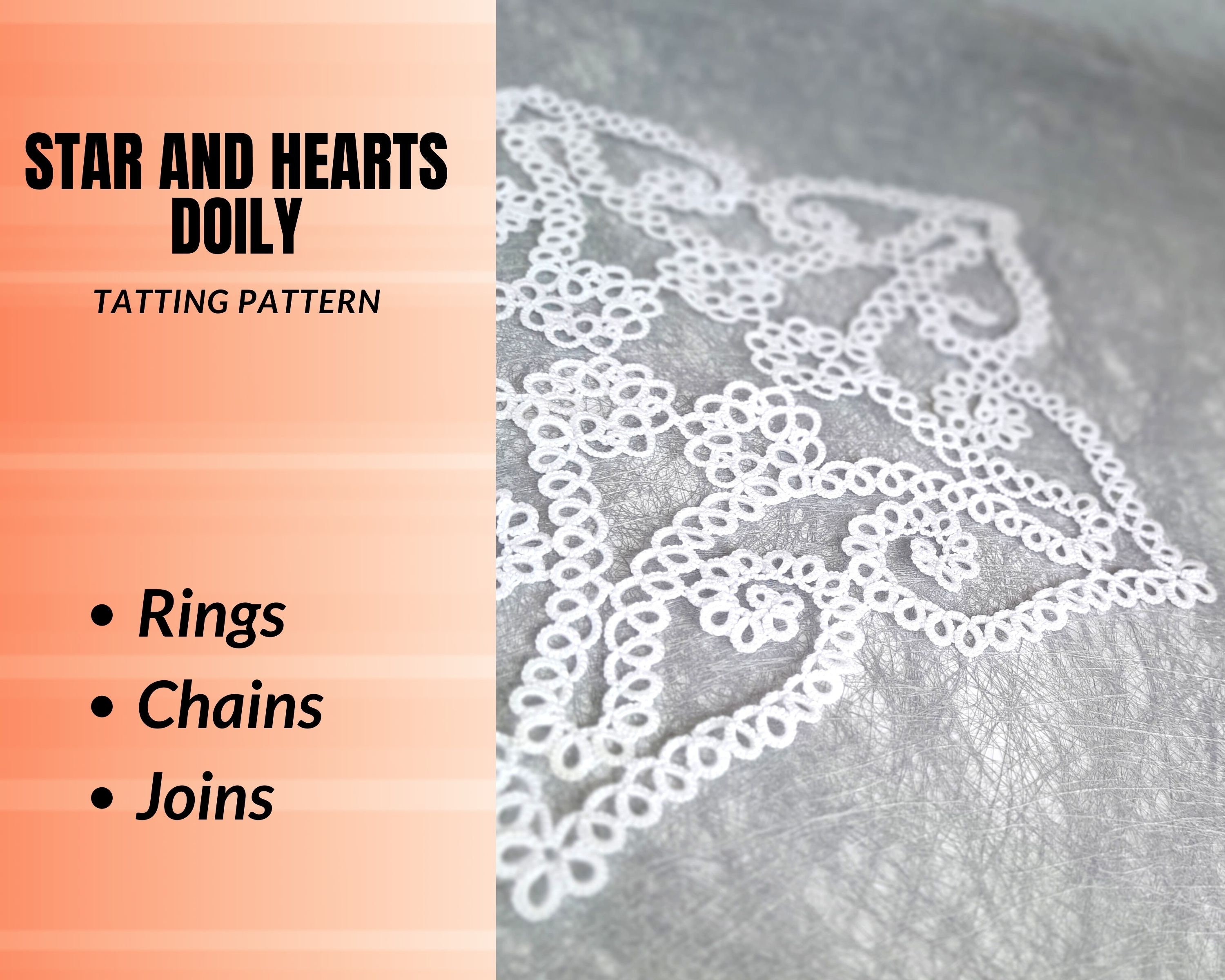 Star and Hearts Doily Tatting Pattern PDF. Instructions for Shuttle or ...