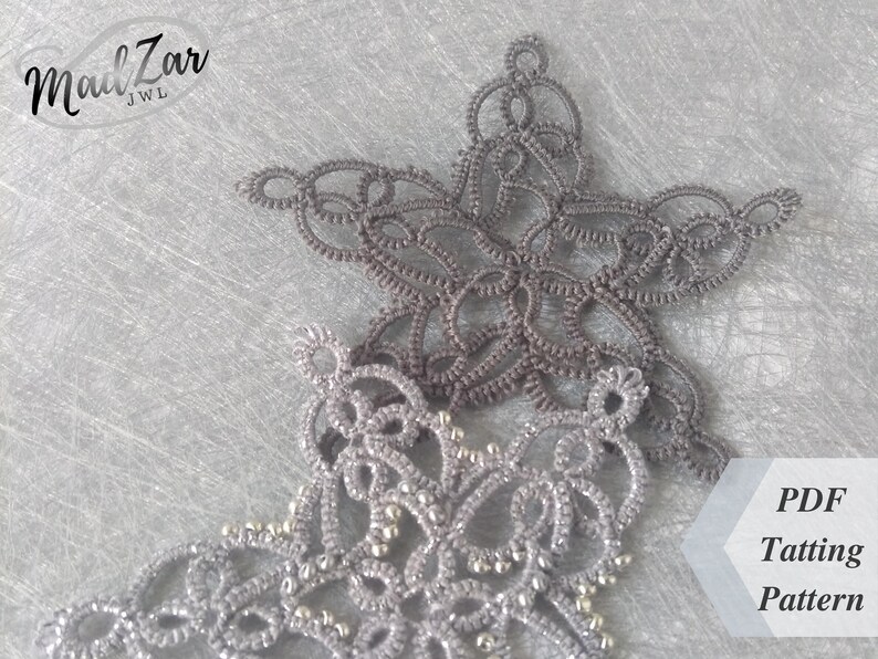 Tatting Pattern for Five Point Twinkle Star With Beads. Tutorial With ...