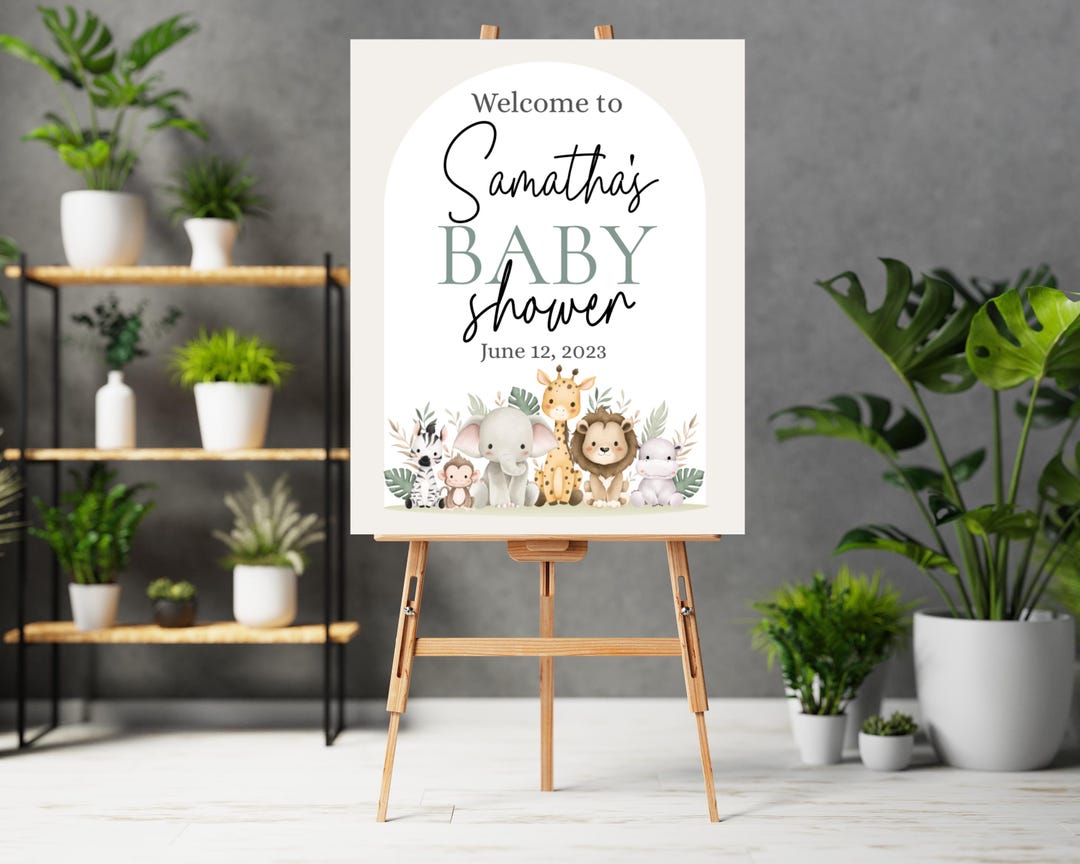 Safari Baby Shower Welcome Sign - Jungle Theme Animal Party Welcome ...
