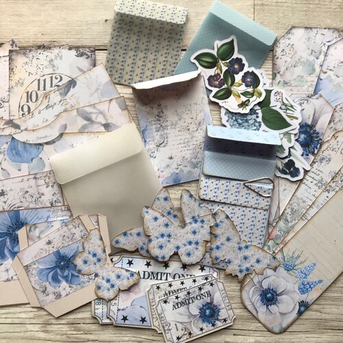 Shades of Blue Junk Journal Paper Pack Journaling Kit | Etsy