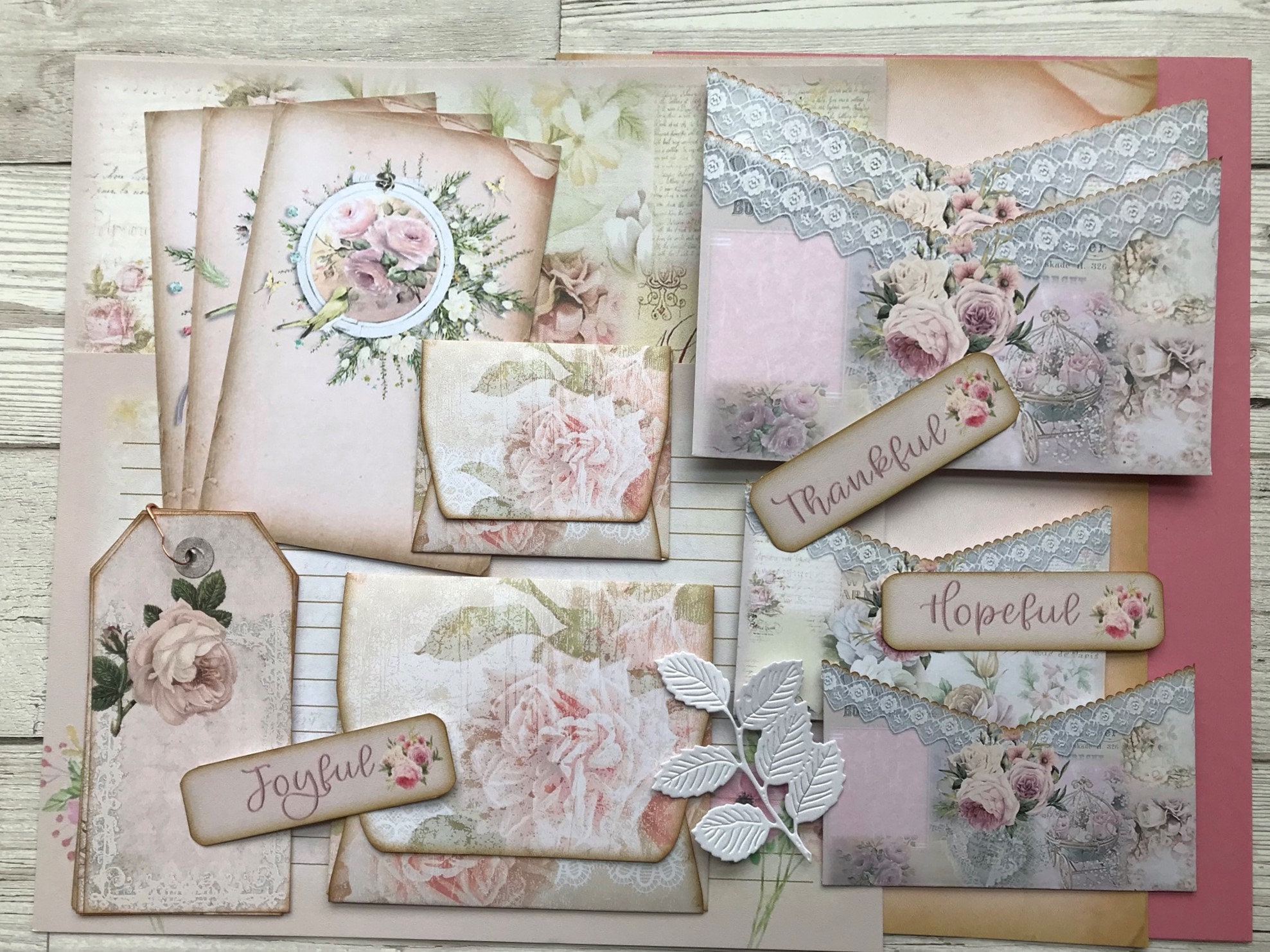 Faded pink roses junk journal paper pack journaling kit | Etsy