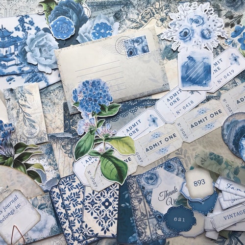 Shades of Blue Junk Journal Paper Pack Journaling Kit - Etsy UK