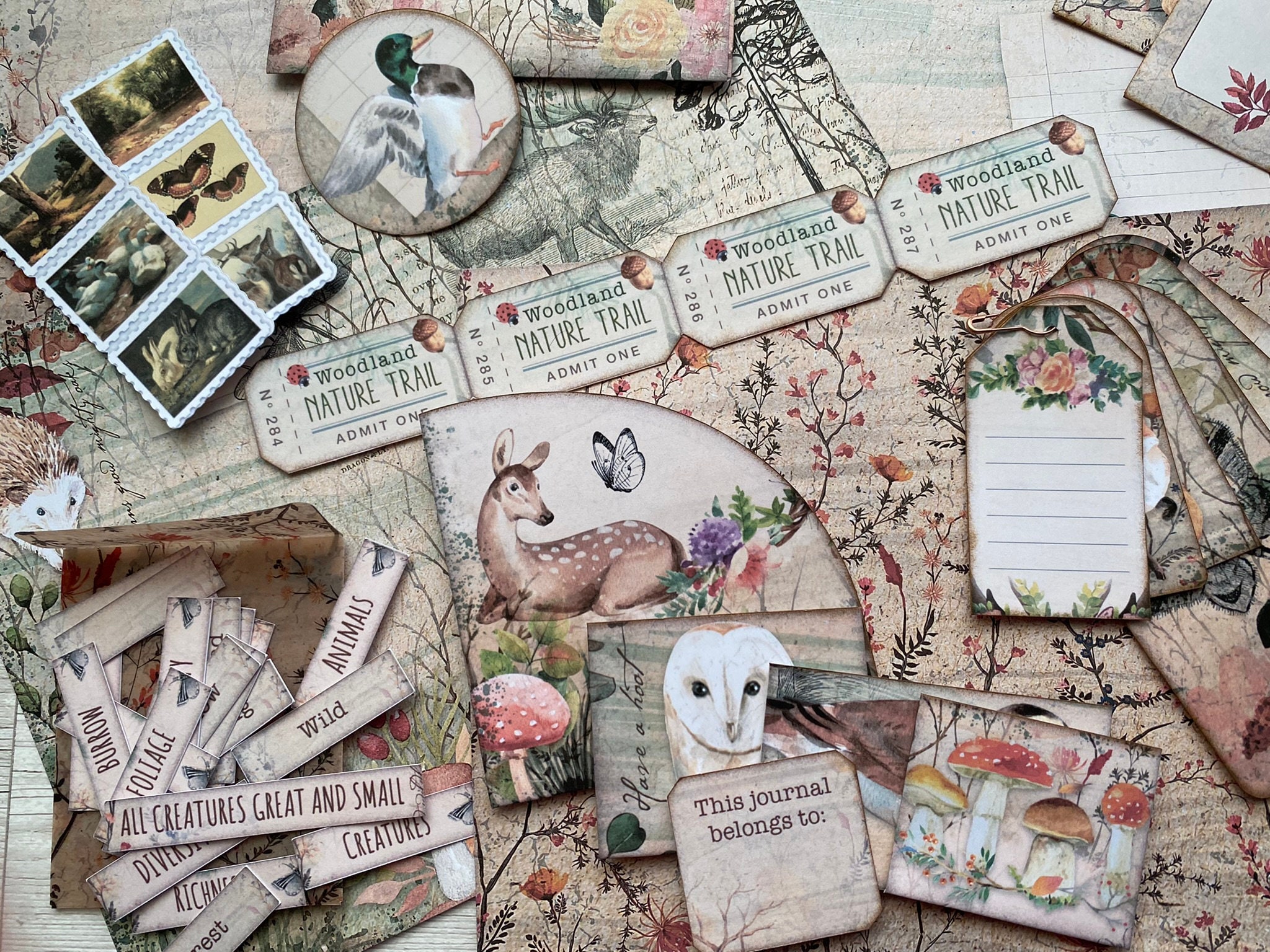 Woodland Wildlife Journal Kit, Forest Animals Junk Journal Starter Pack ...
