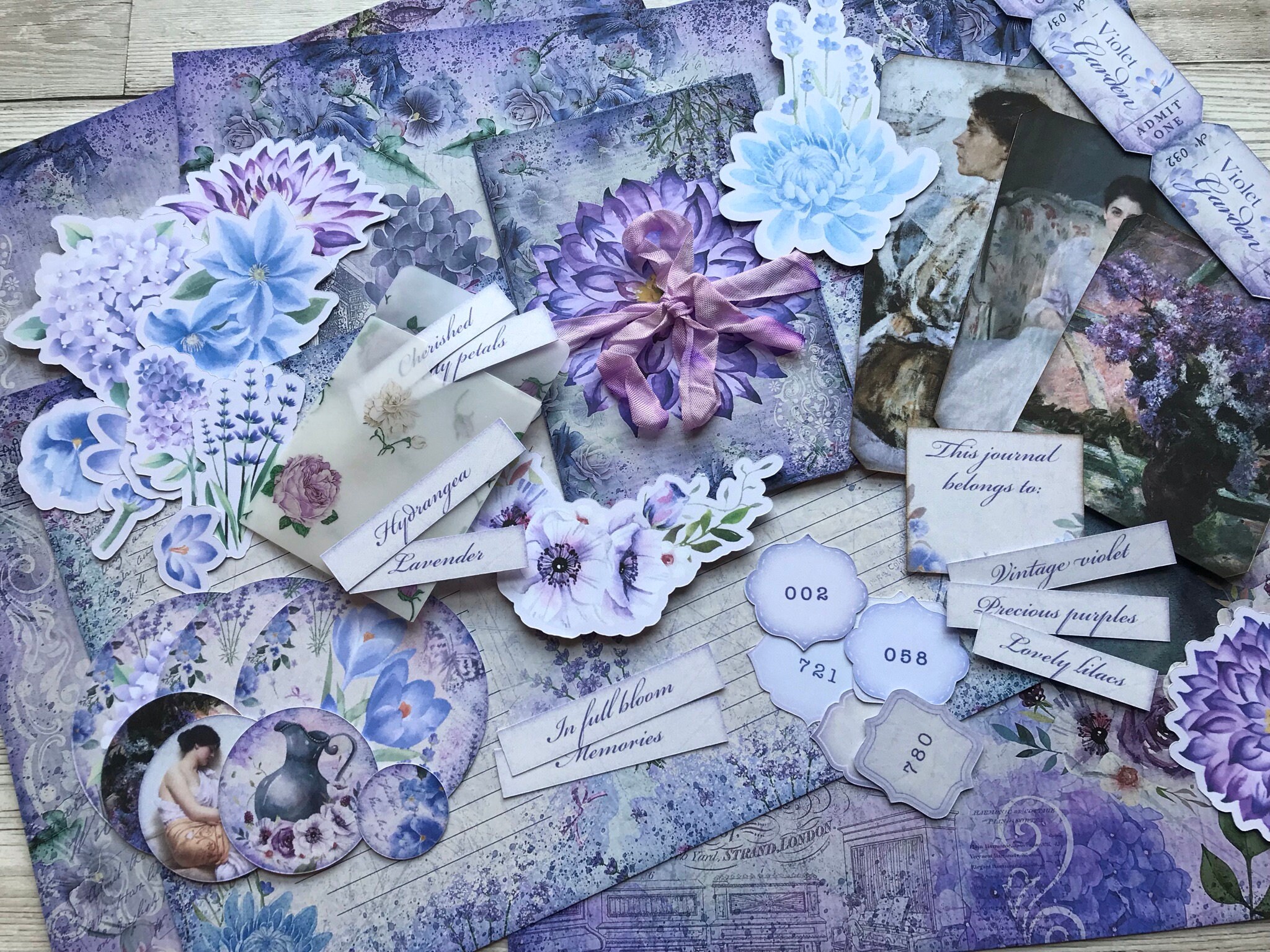 Lilac Junk Journal Kit Ephemera Paper Pack Purple Flowers - Etsy UK