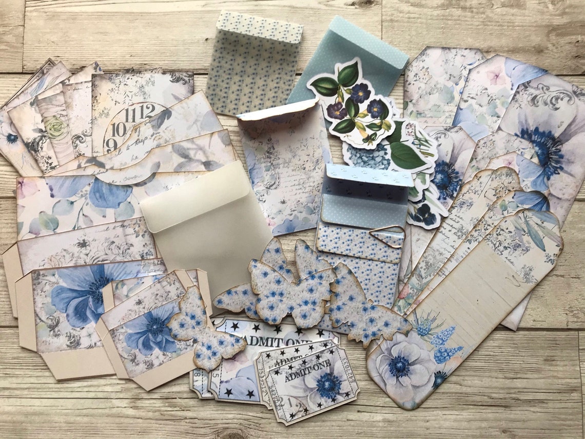 Shades of Blue Junk Journal Paper Pack Journaling Kit | Etsy