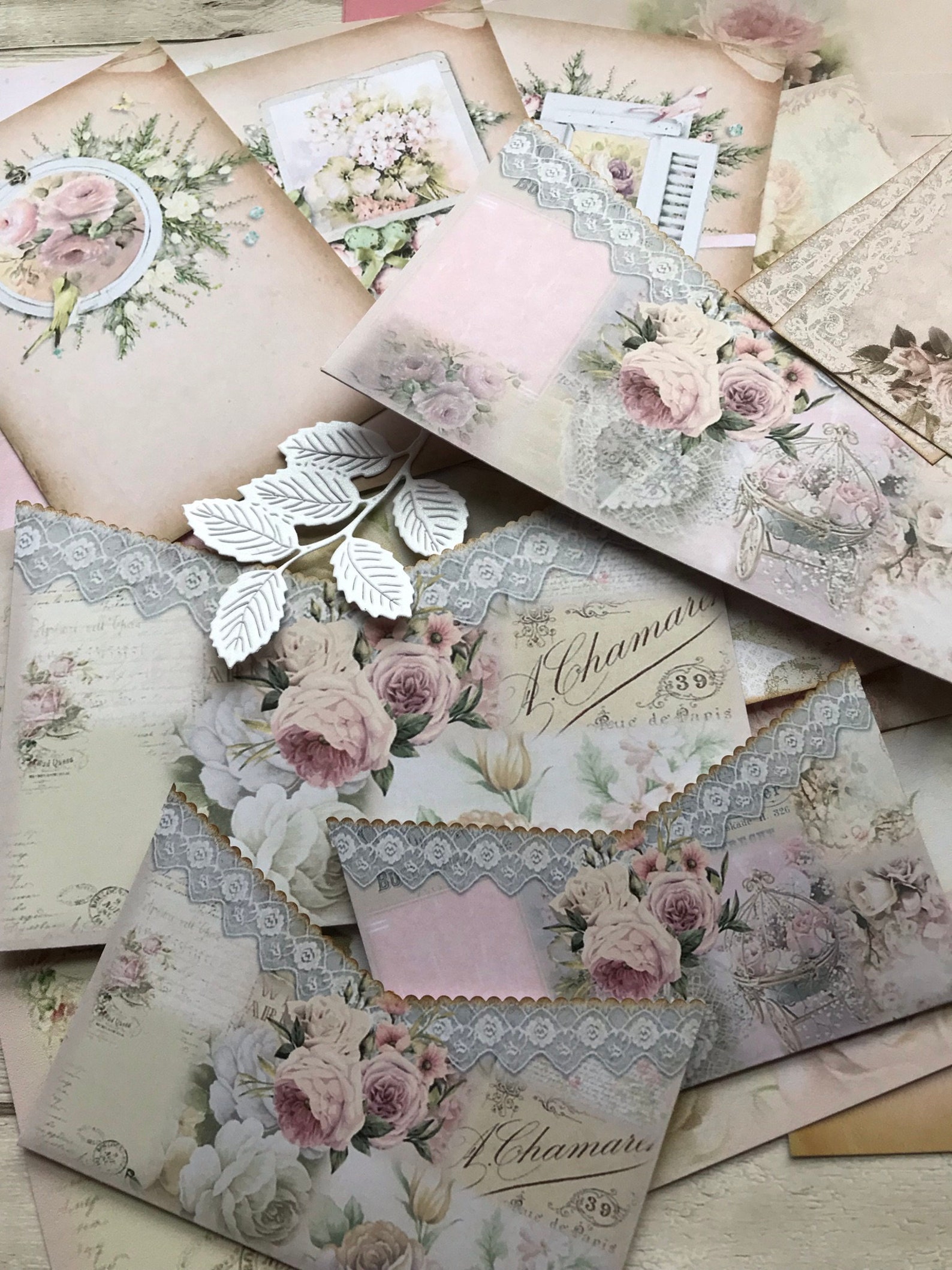 Faded pink roses junk journal paper pack journaling kit | Etsy