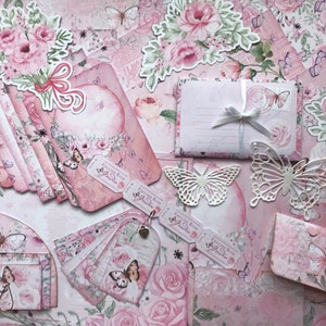 Pink Butterflies and Roses Junk Journal Kit, Pink Ephemera Pack ...