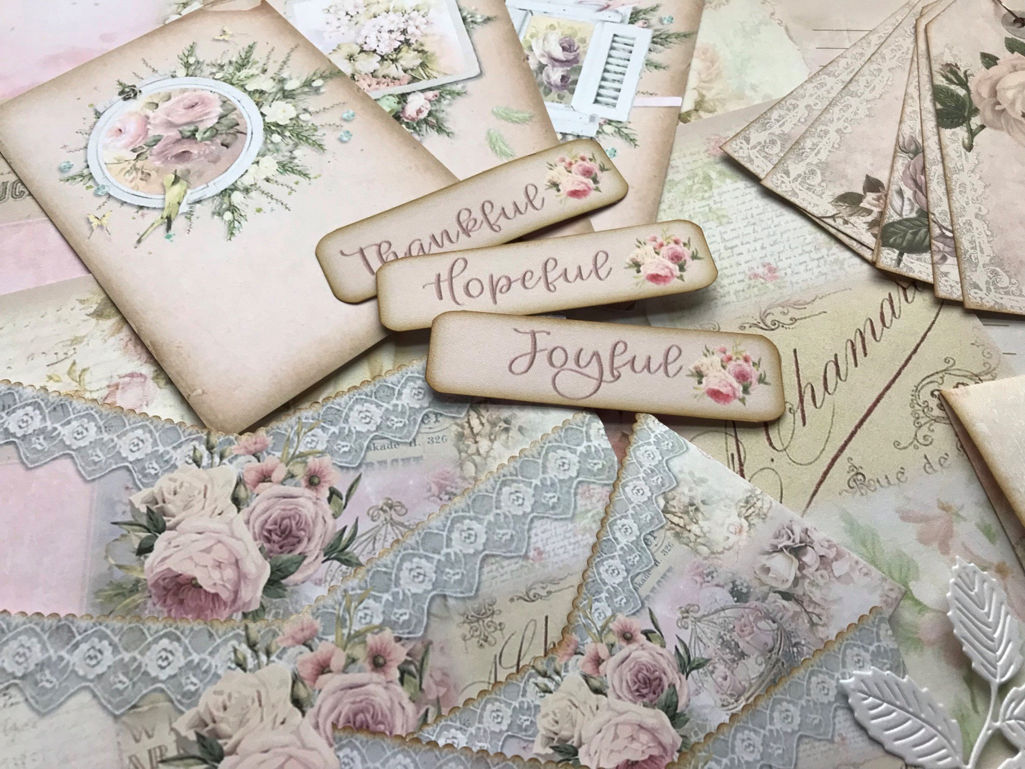 Faded Pink Roses Junk Journal Paper Pack, Journaling Kit, Scrapbooking ...
