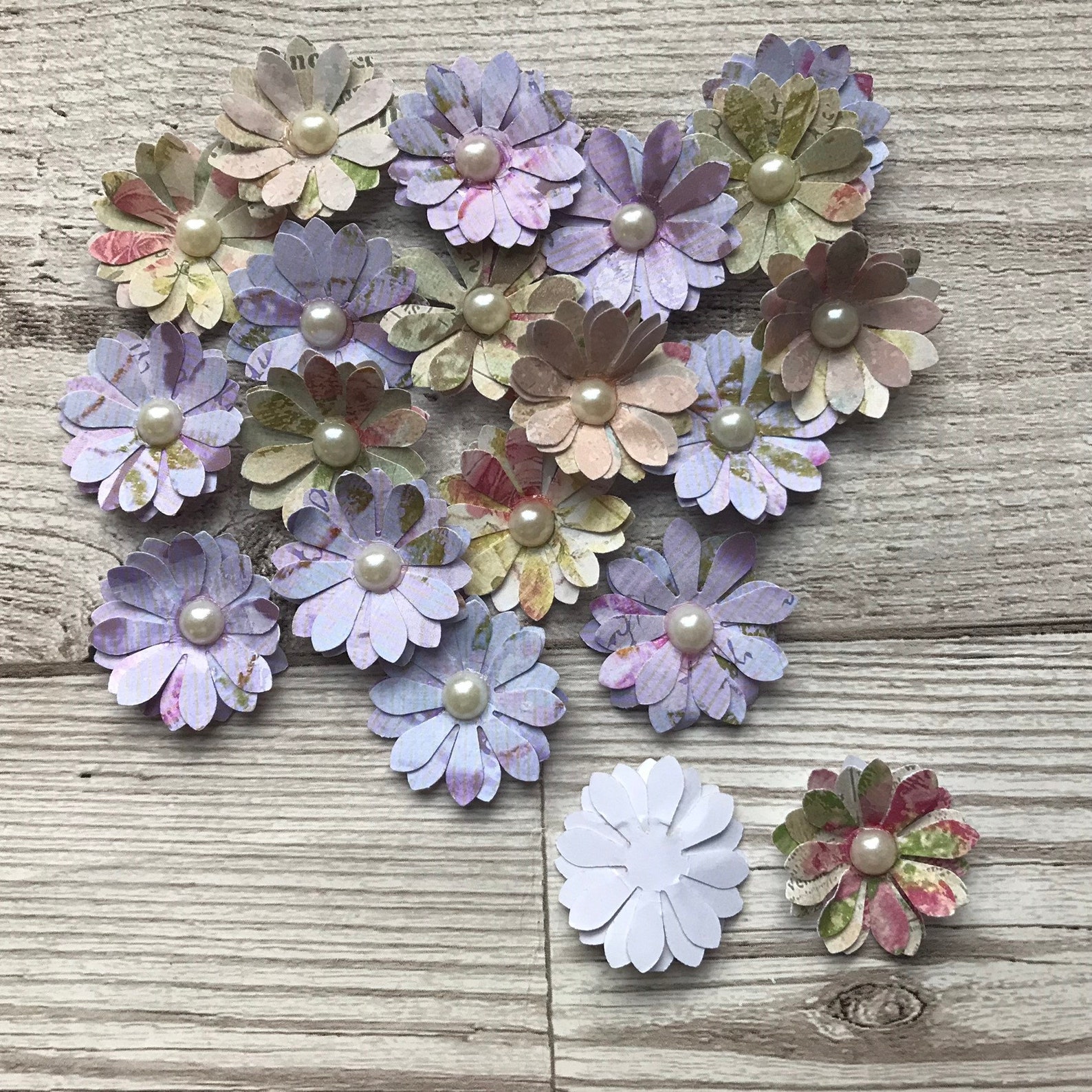 Mini paper flowers pearl centre pastel flower flower | Etsy