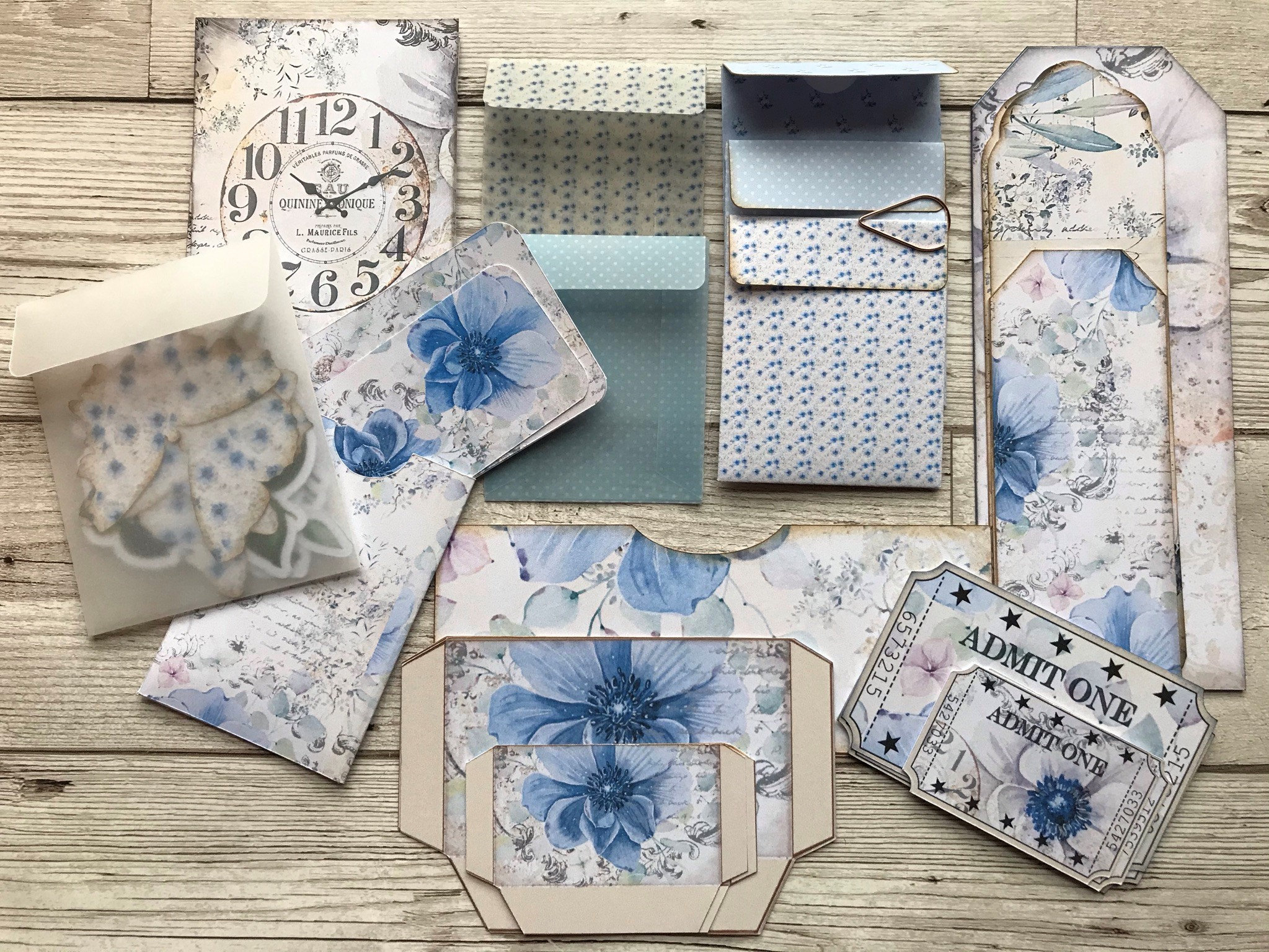 Shades of Blue Junk Journal Paper Pack Journaling Kit | Etsy