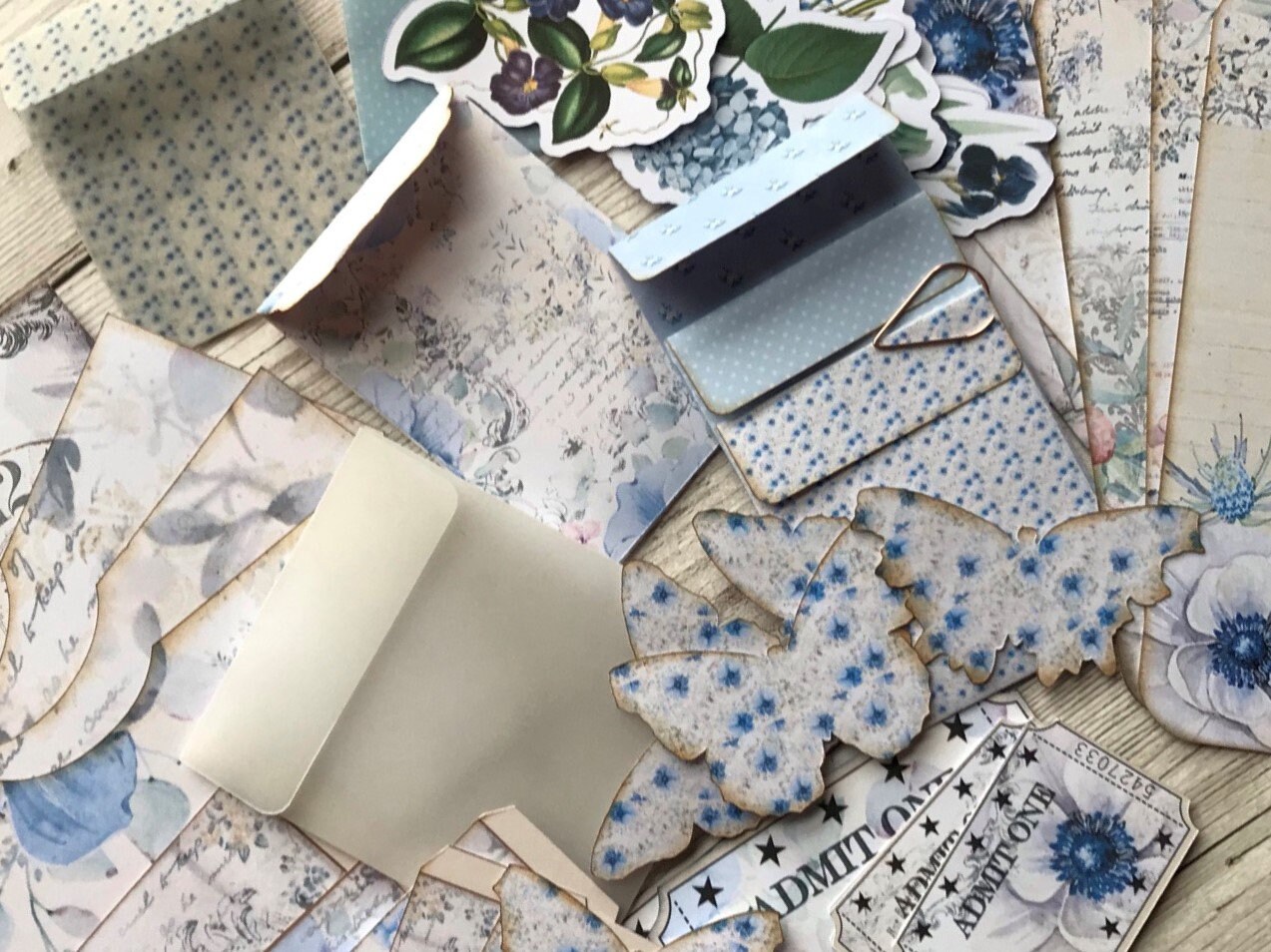 Shades of Blue Junk Journal Paper Pack Journaling Kit | Etsy