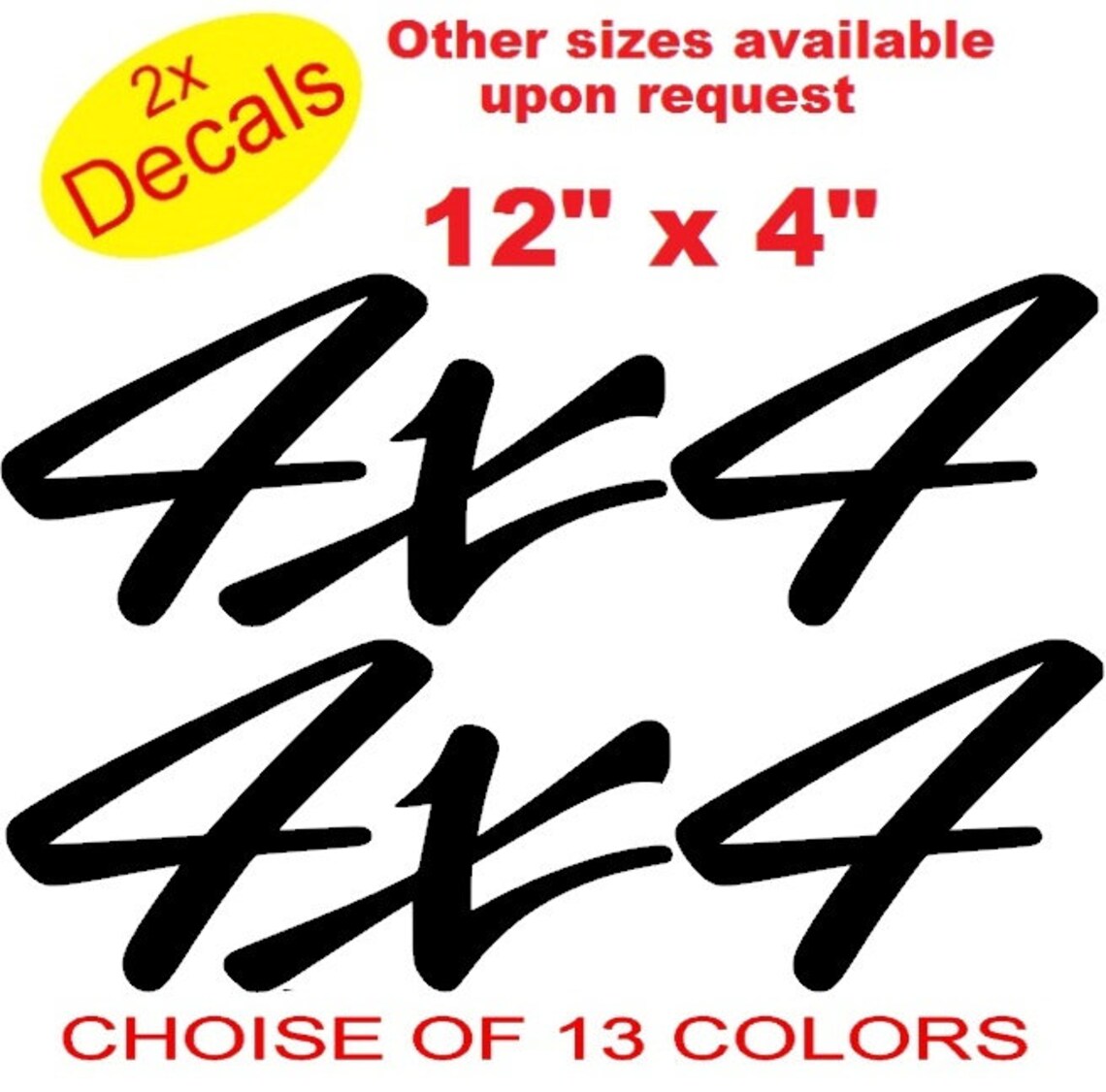 4x4 Vinyl Sticker Decal Graphics X2 (design 2) Ref No 4by4_2 - Etsy