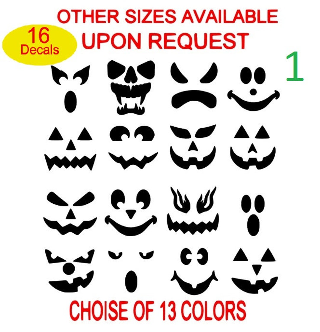 16x Pumpkin Face Vinyl Pumpkin Decals Halloween Great for Wine Glasses ...