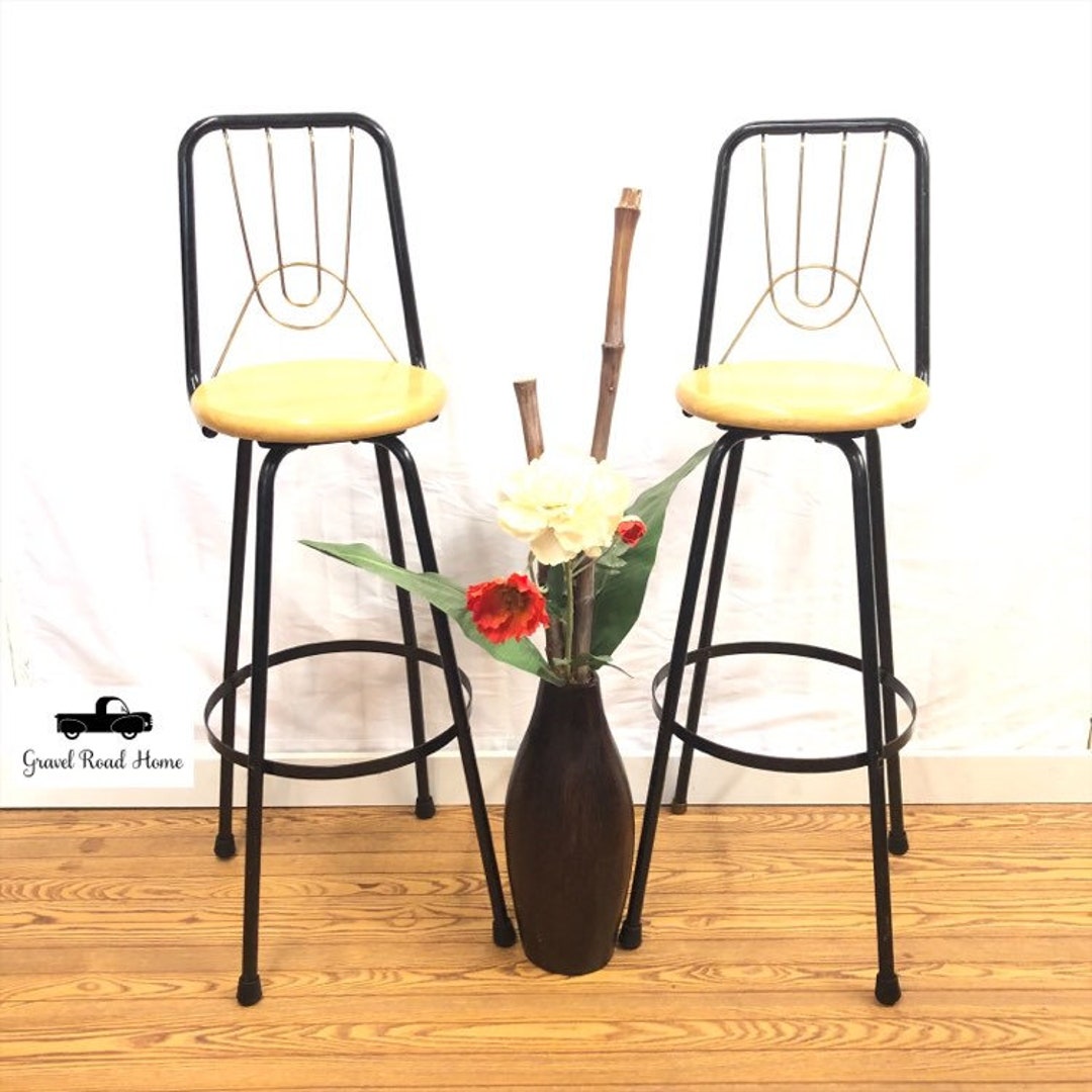 Retro Wood-metal Barstools - Etsy
