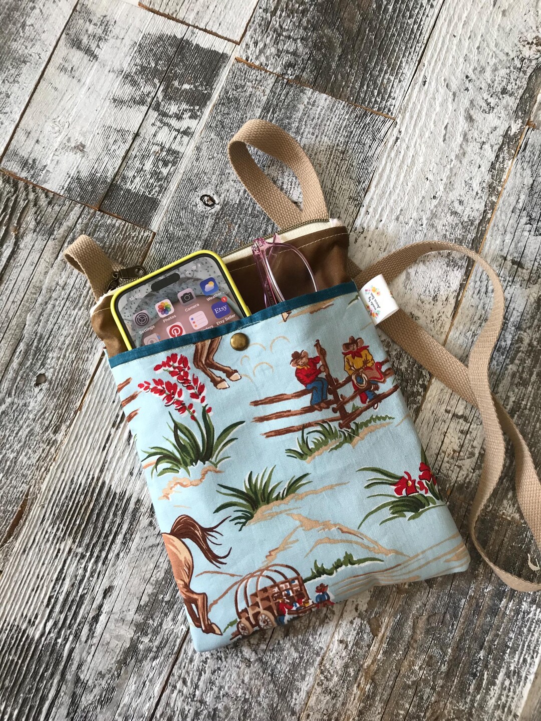 Cowboy Cowgirl Western Clutch Crossbody Bag Leather Retro Wristlet ...