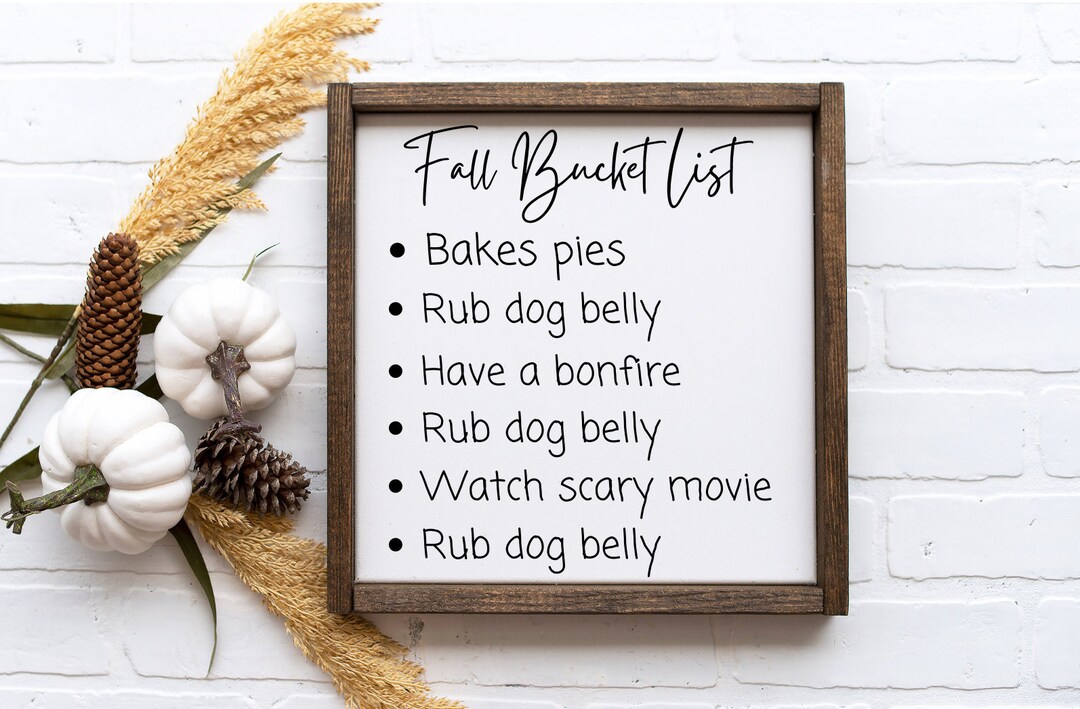 Fall Bucket List Wood Sign | 12"x12" | Autumn Fall Decor Sign ...