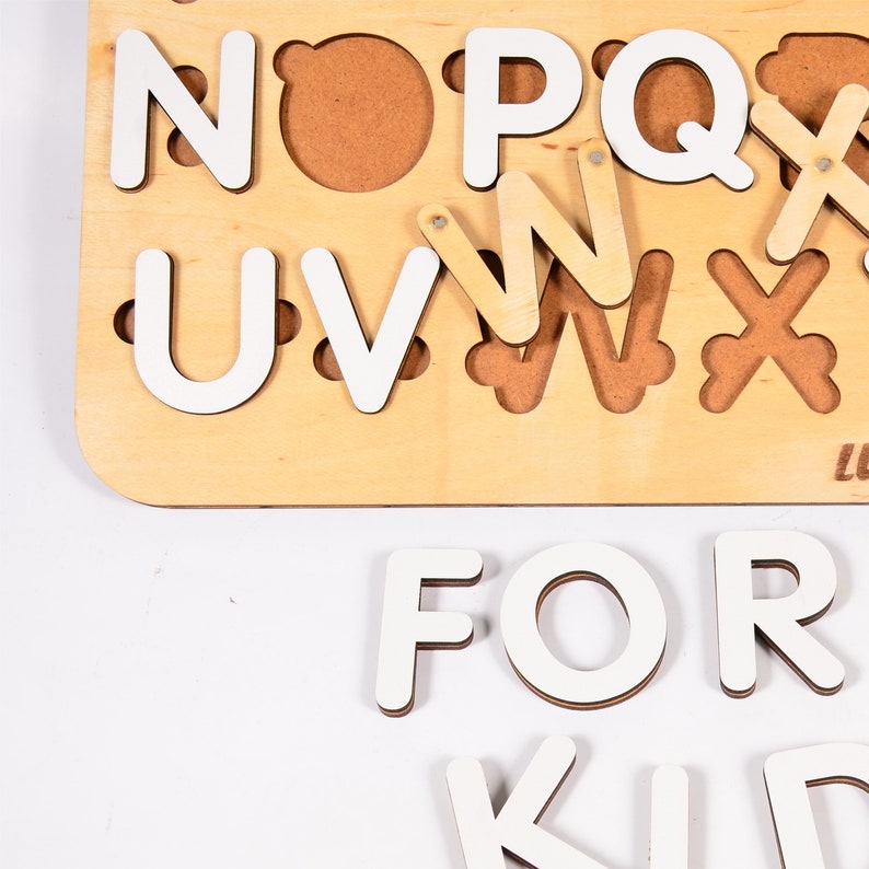 Magnetic wooden alphabet letters with case puzzle early | Etsy