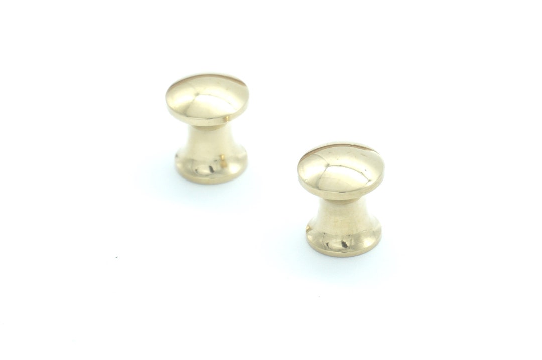 Knobs Small SOLD IN PAIRS 2 Knobs Book Case Knobs Solid Brass 3/8" Diameter X 7/16" Projection ...