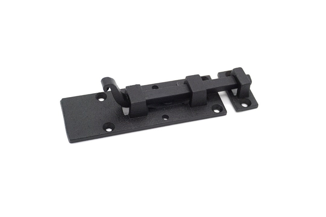 3 1/2" Black Iron SHUTTER LATCH Slide Bolt, Door Slide Bolt Latch ...