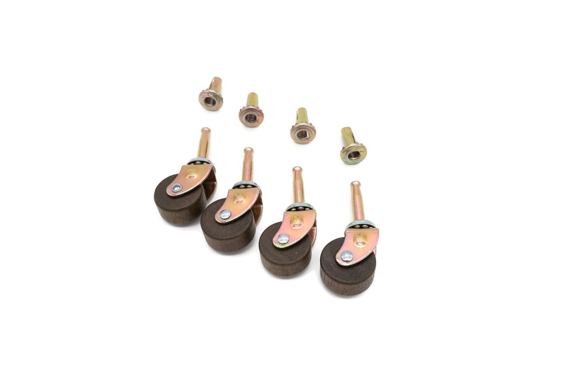 1-1/4" Wood Furniture Casters Set of 4 Wooden Casters Antique Style ...