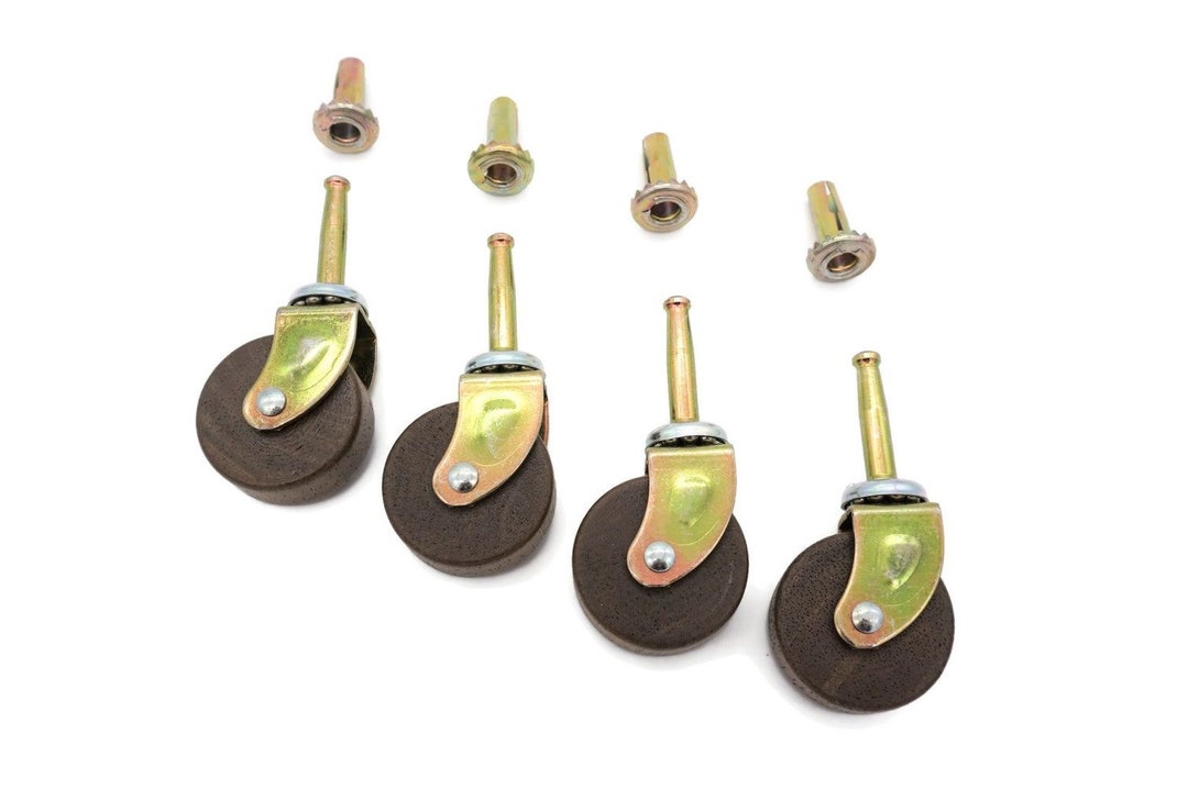 2" Wood Furniture Casters Set of 4 Wooden Casters Antique Style ...