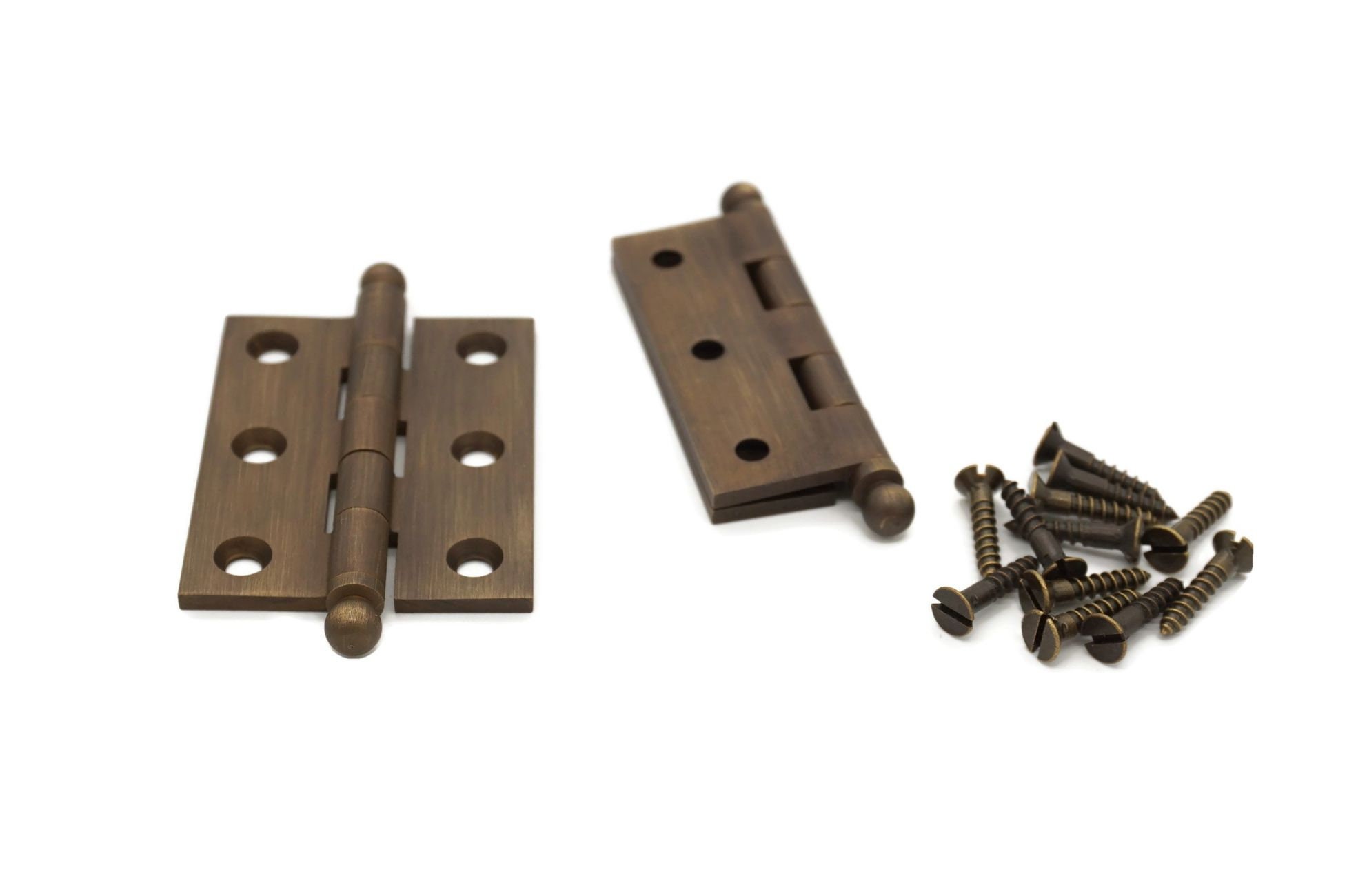 Antique Brass CABINET HINGES 2-1/2 Butt Hinges Ball Tip | Etsy UK