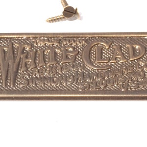 ICE BOX NAME Plate Antiqued Solid Brass Style 3 1/2" X 1 1/2" Oak Ice ...