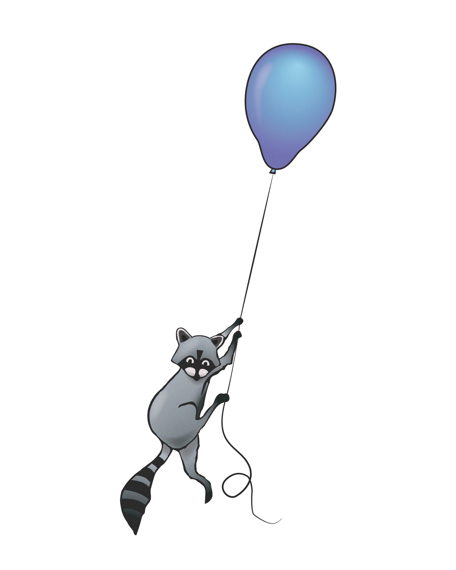 Baby Raccoon Blue Balloon Printable Wall Art - Etsy