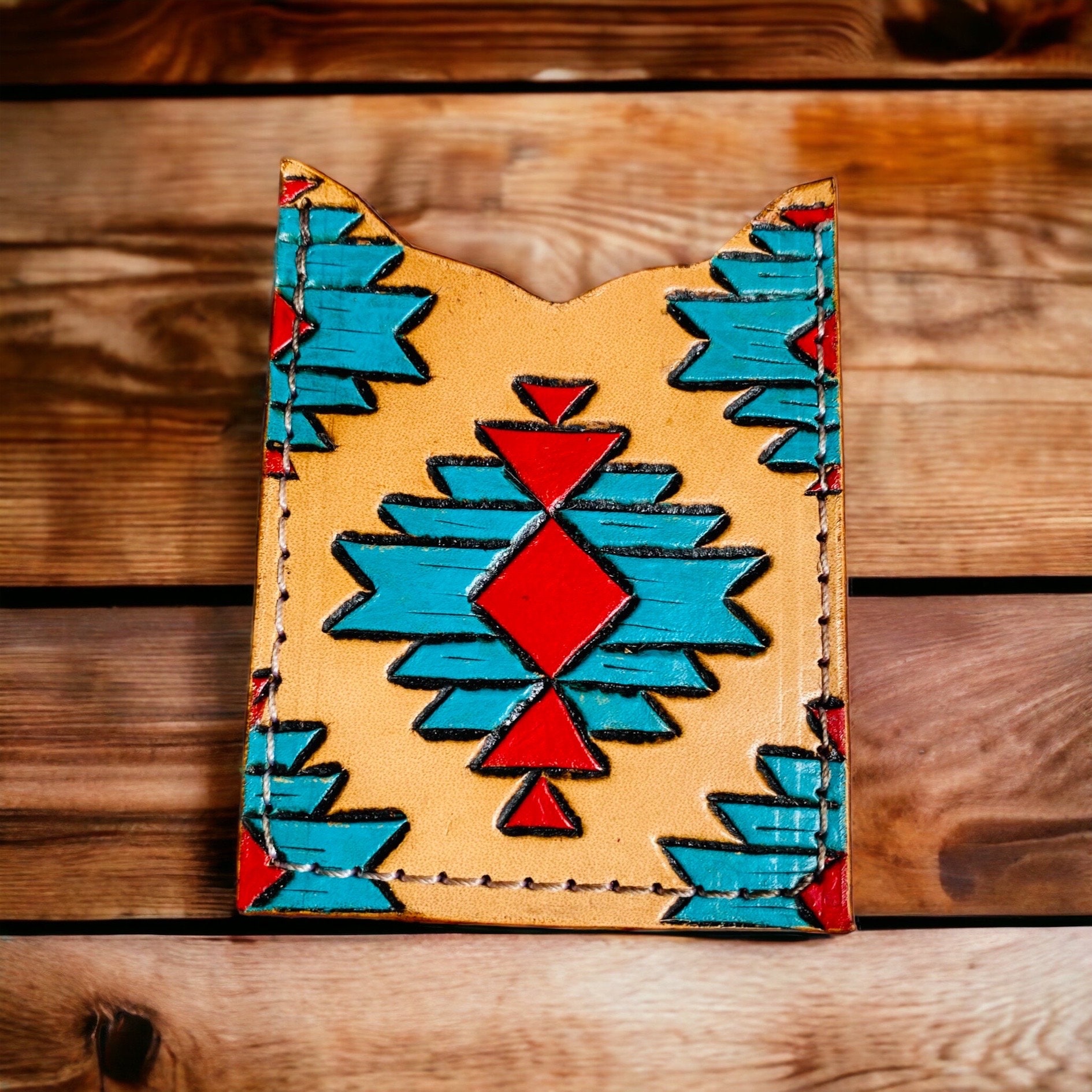 Tooled Leather Card Holders, Aztec Card Holder, Western Card Holders ...
