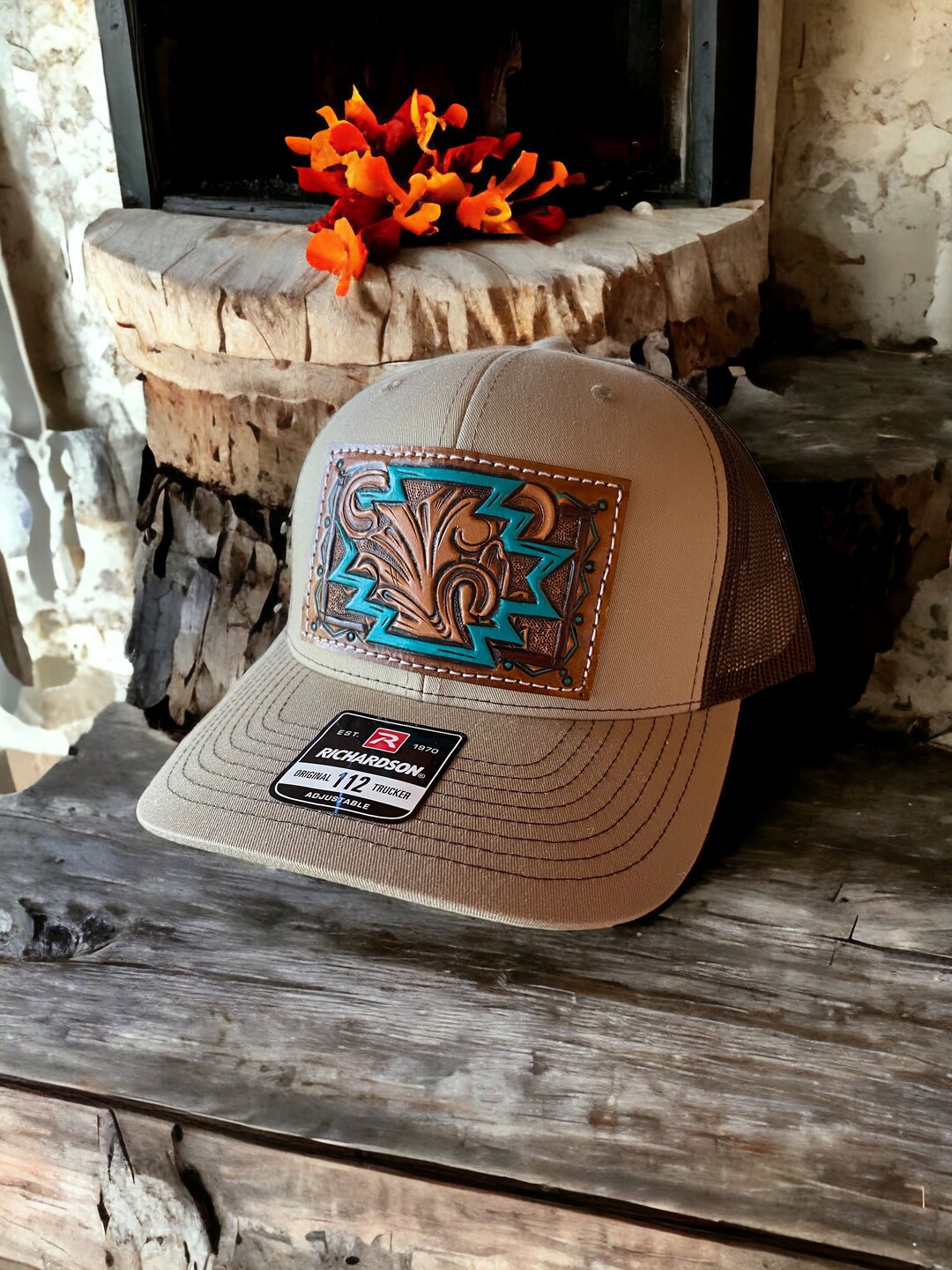 Aztec Trucker Hat, Turquoise Ball Cap, Turquoise Baseball Cap, Western ...