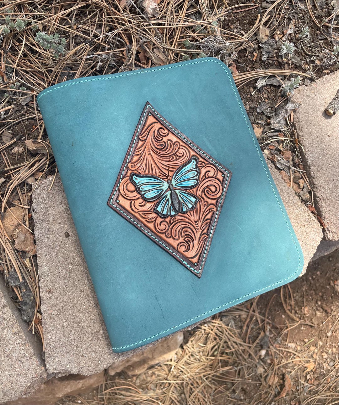 Leather Bible Cover With Butterflies, Tooled Notebook, Birthday Gift ...