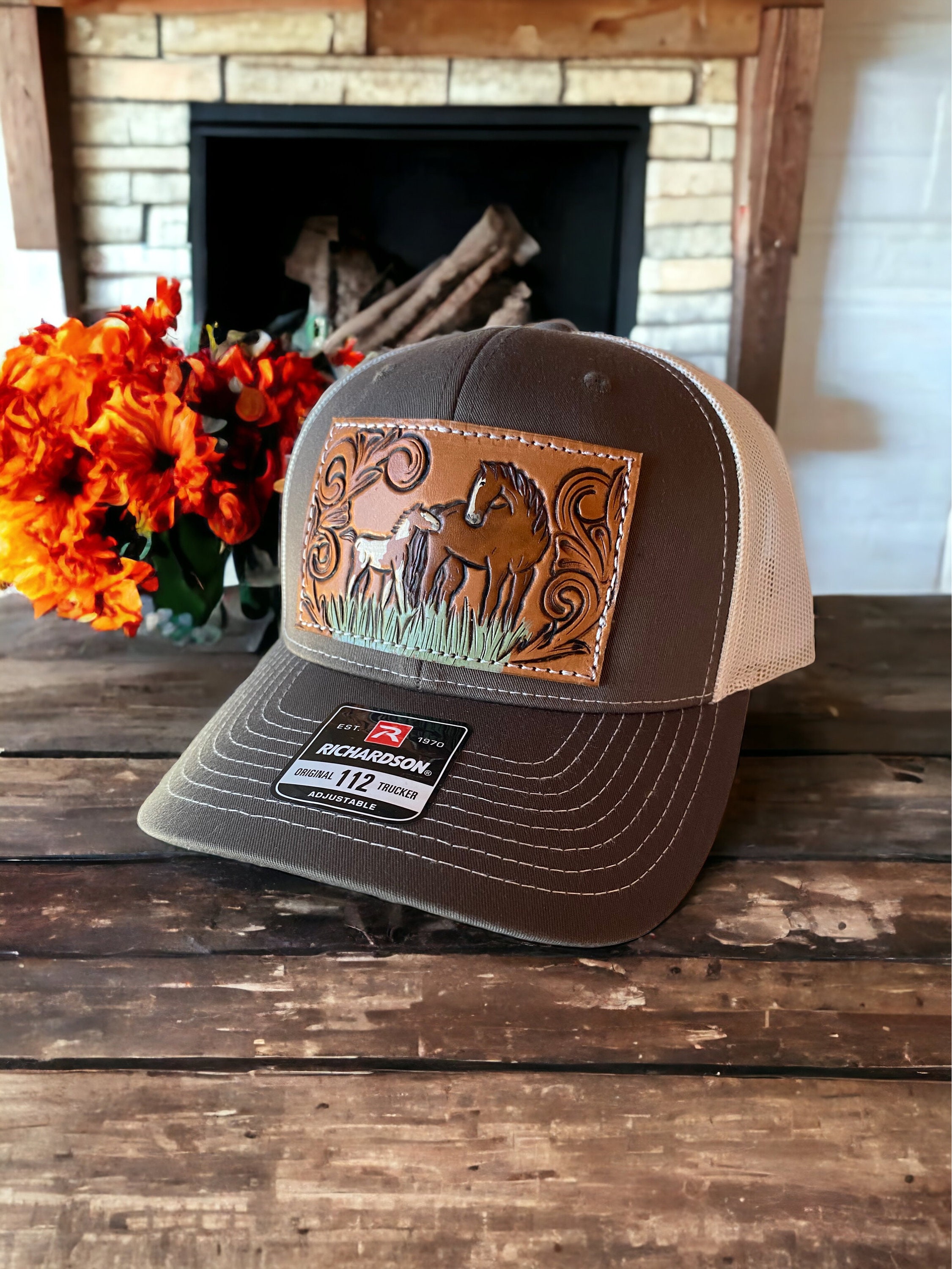 Trucker Hat, Horses, Trucker Hat With Horses, Mama Ball Cap, Cowgirl Baseball Hat, Tooled ...