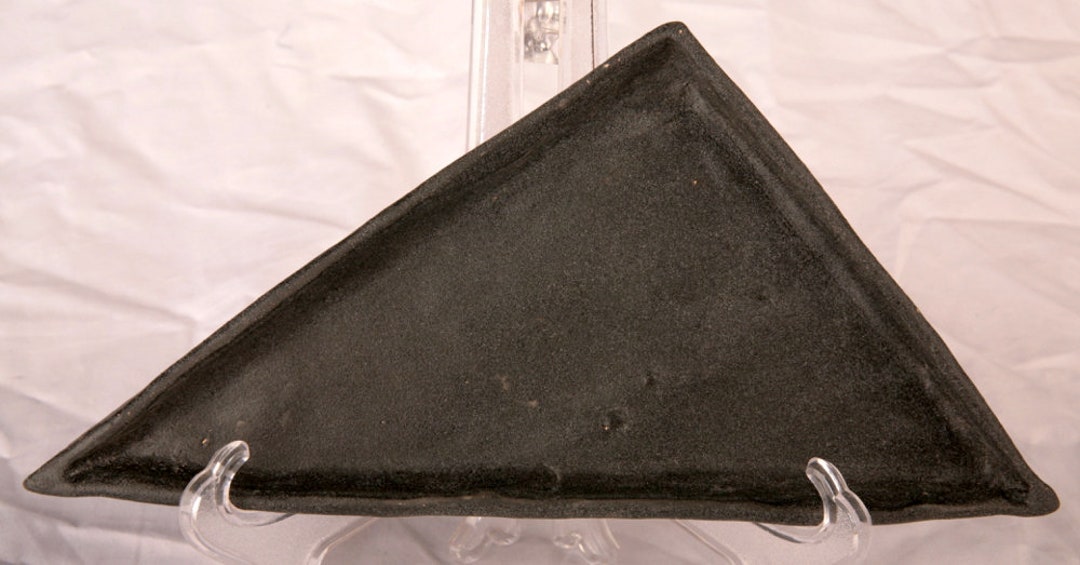 Vintage Japanese Ceramic Zen Style Black Glazed Ceramic Triangle Plate ...