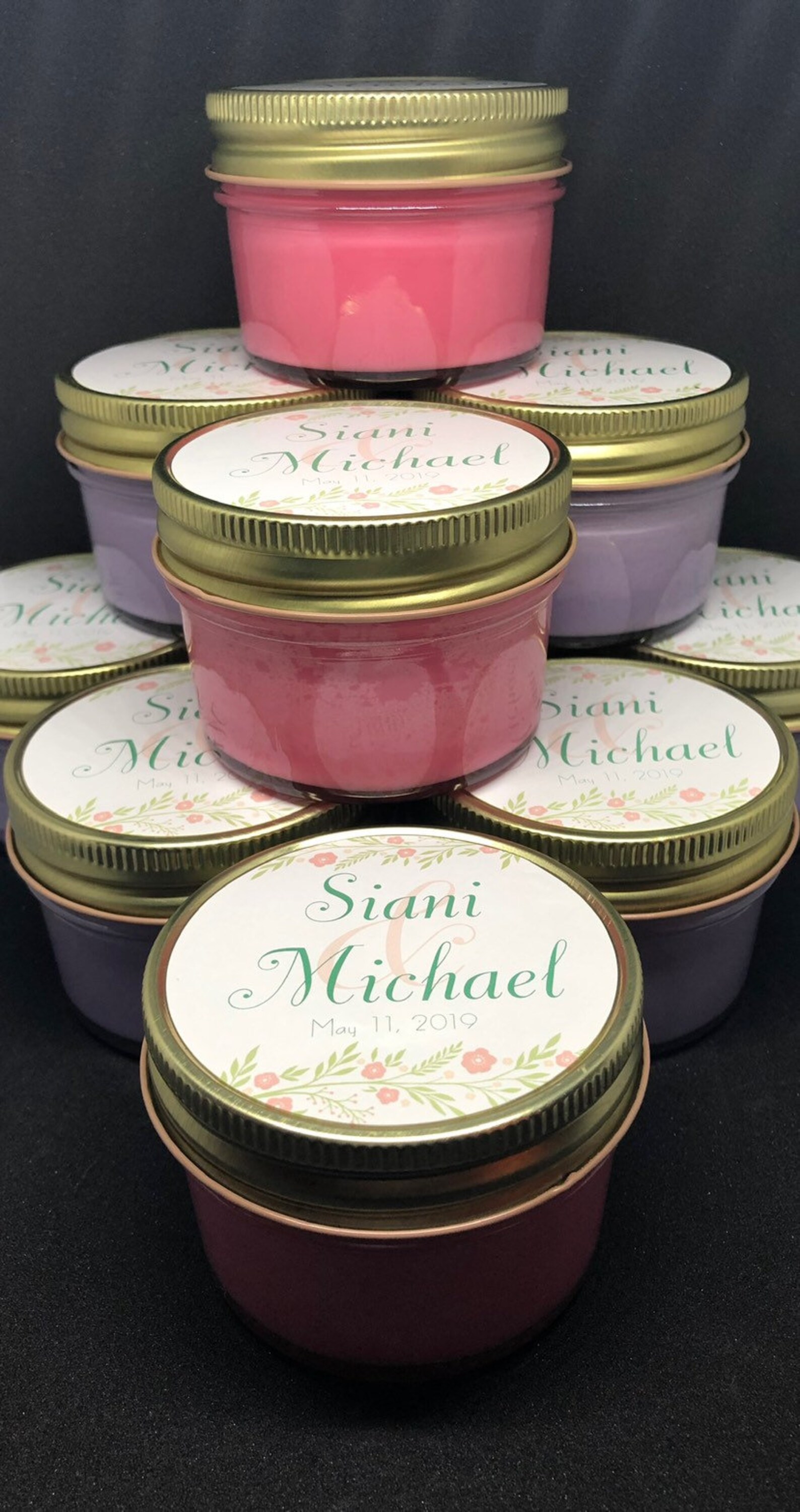 100 4oz Personalized Glass Candles, Customized, Wedding Gifts, Birthday ...