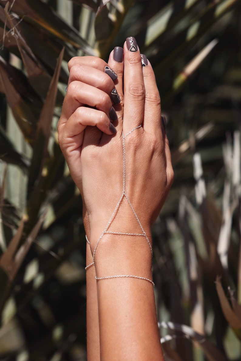Dainty Sterling Silver Hand Chain Bracelet: Minimalist Boho Jewelry ...
