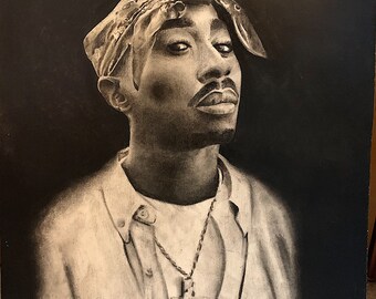Tupac Shakur Original Charcoal Portrait 2 - Etsy