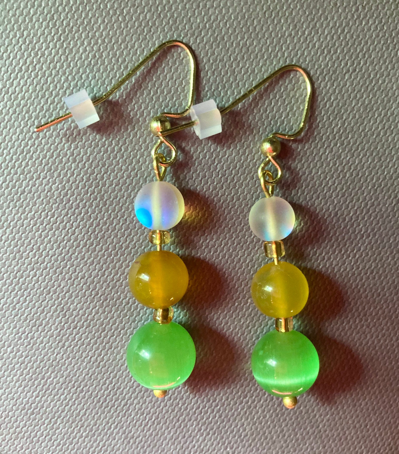 Cats Eye-opal-agate Yellow Earrings - Etsy