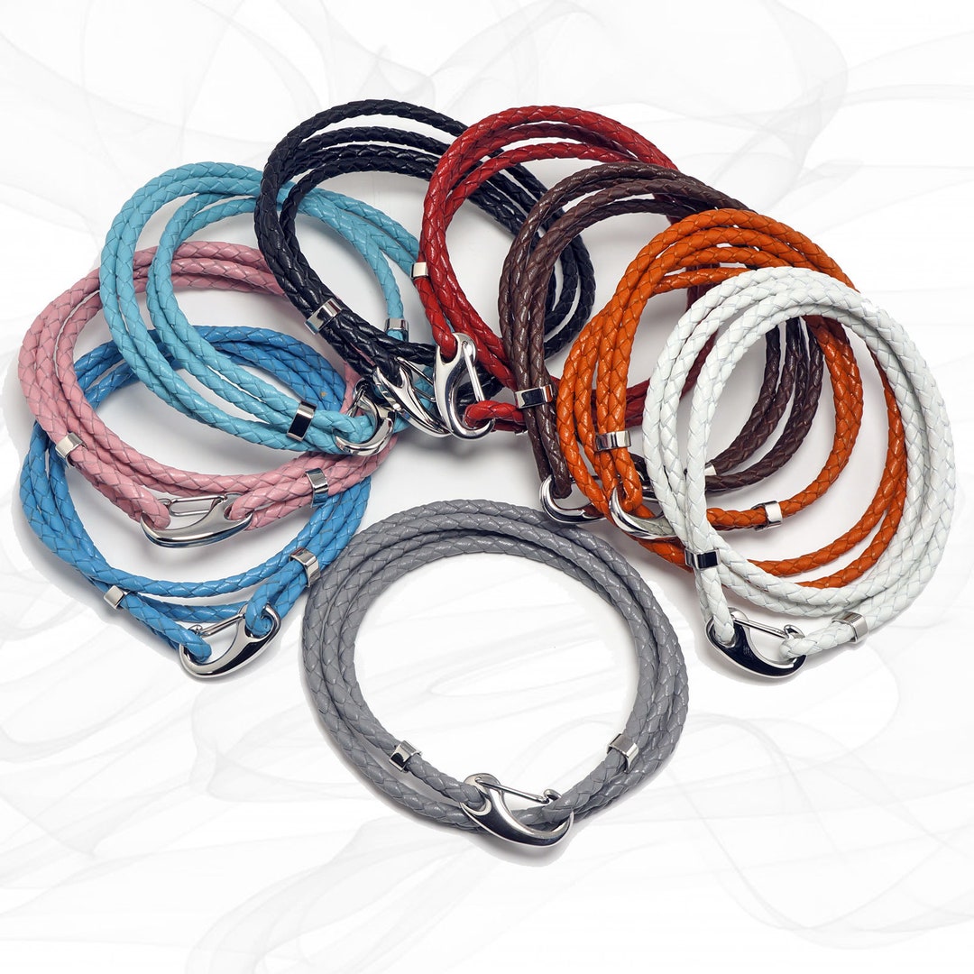 Braided Bolo Leather Wrap Bracelet – Steel Clasp, 9 Colors - Etsy