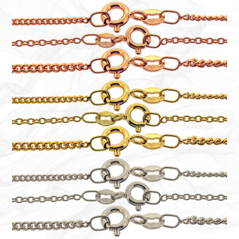 Italian Made 9ct Gold Plated Chains. Silver Plated Trace Chains. Rose ...