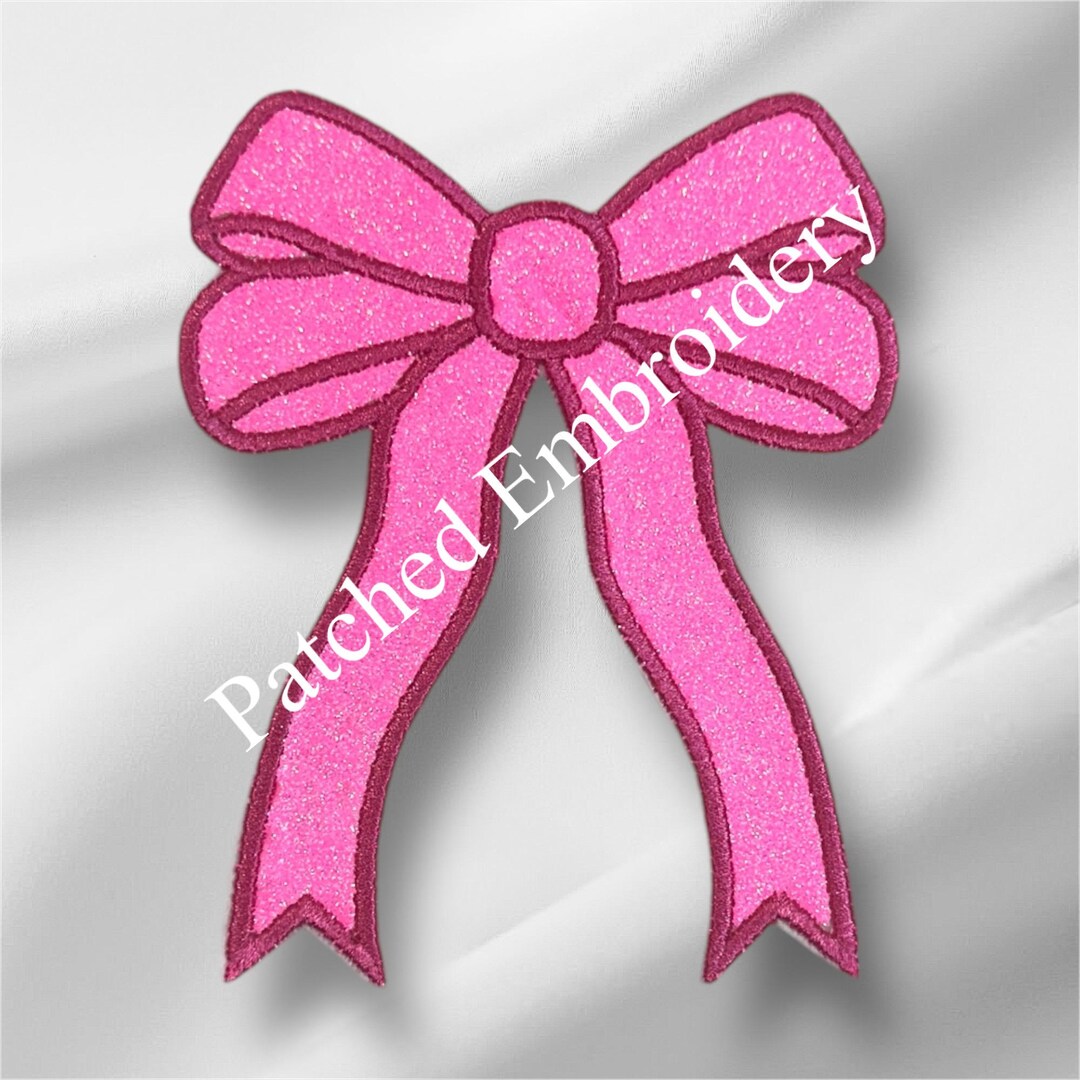 Pink Bow Appliqué Patch | Side Bow | Glitter Bow - Etsy